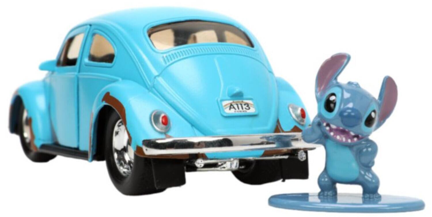 Jada Toys 1:32 Disney Stitch Hollywood Rides 1959 Blue Punch Buggy with ...