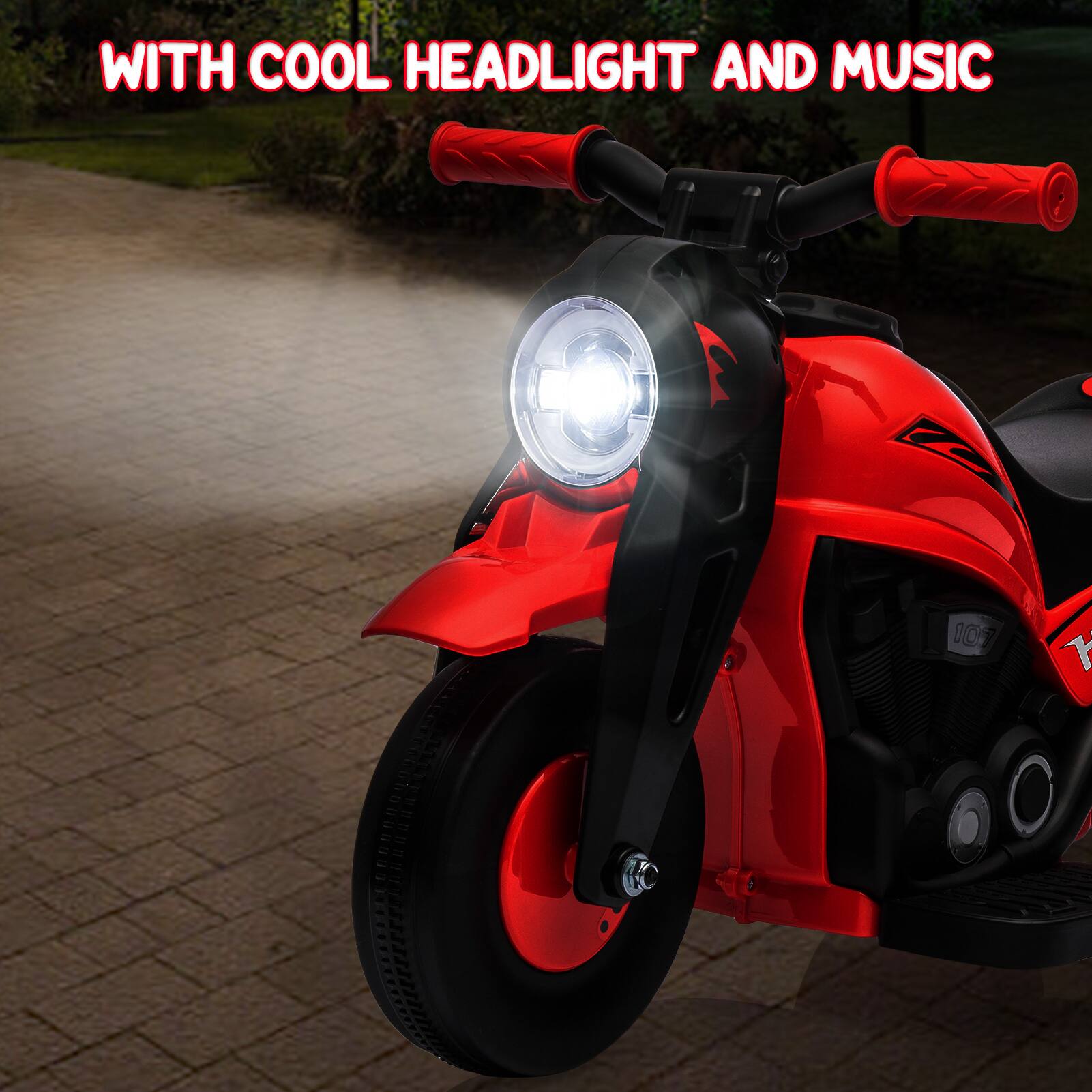 Jojoka 6V Bubble Motorcycle Ride On Toy for Kids with Music, LED Lights ...