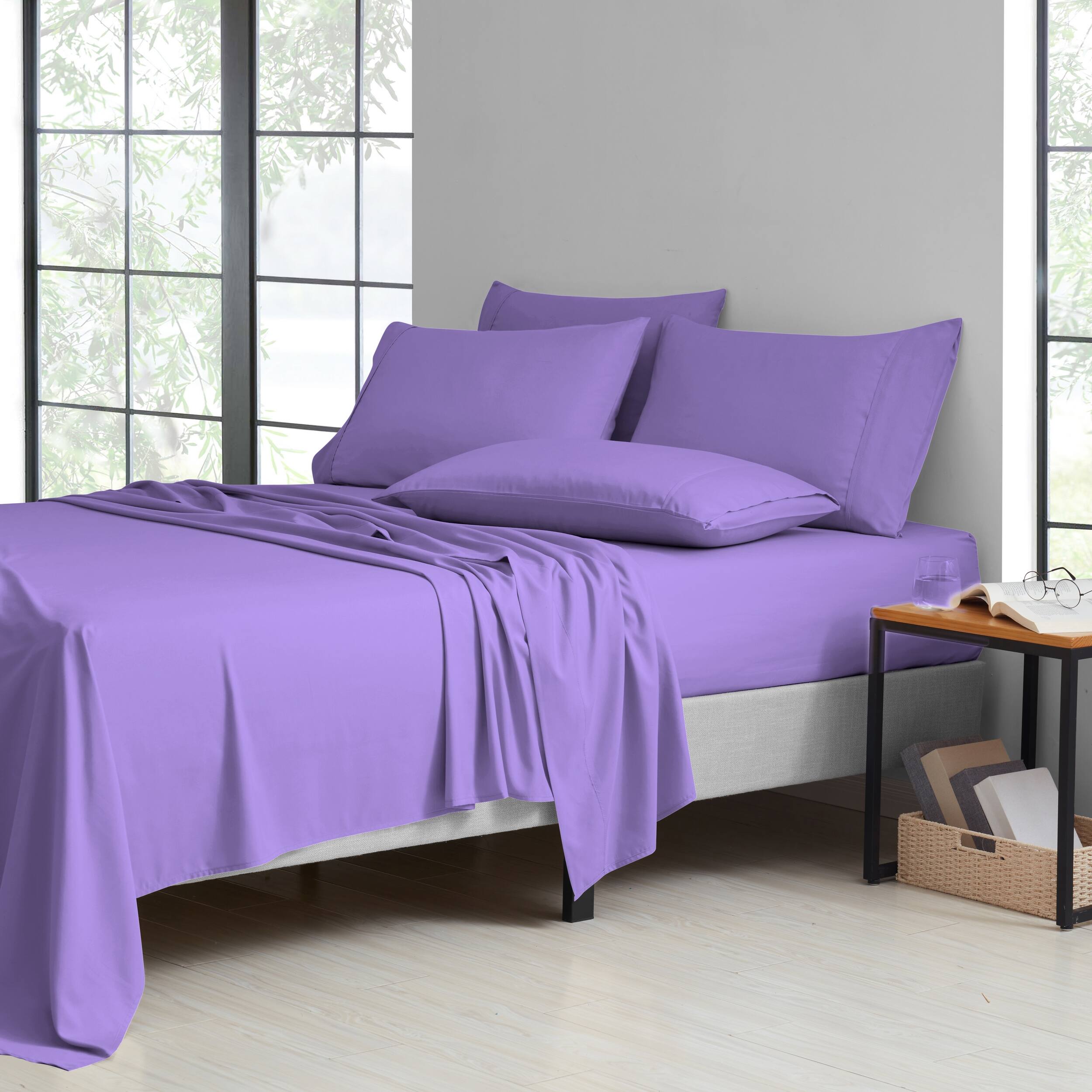 Bibb Home Bamboo 6 Piece Luxury Sheet Set Periwinkle 1300 - Best Buy