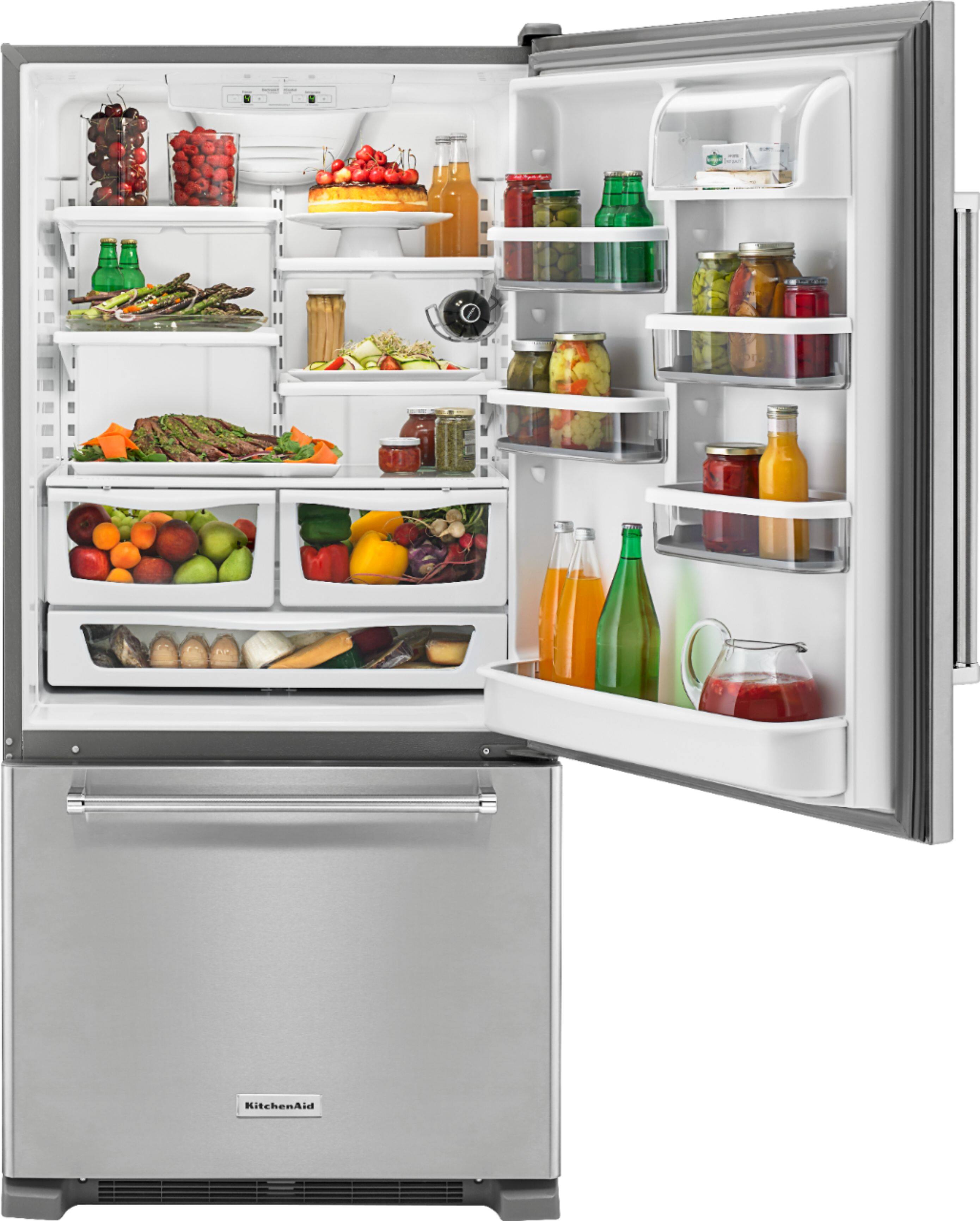 KitchenAid 22.1 Cu. Ft. Bottom Freezer Refrigerator Stainless Steel ...