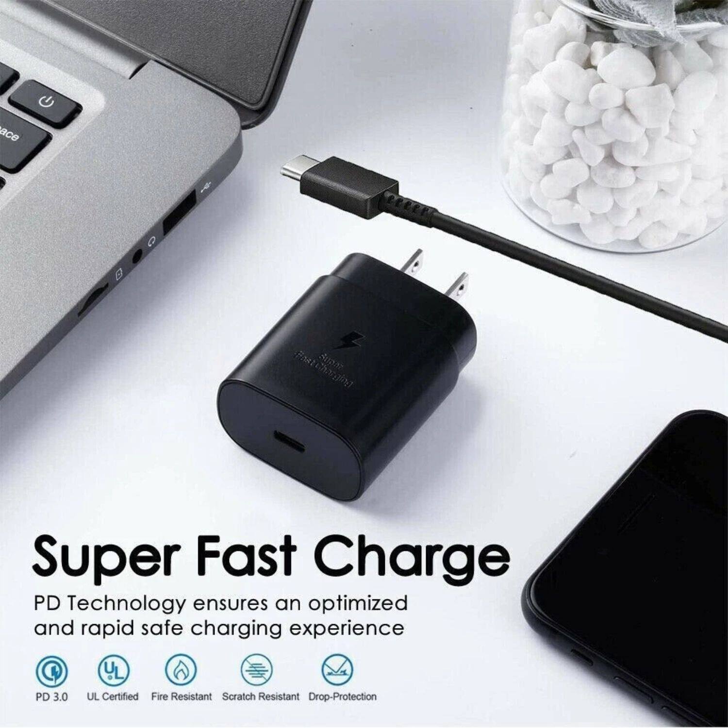 Stock Preferred 25W USB C PD Fast Charger with Type C Cable Black PD25W ...