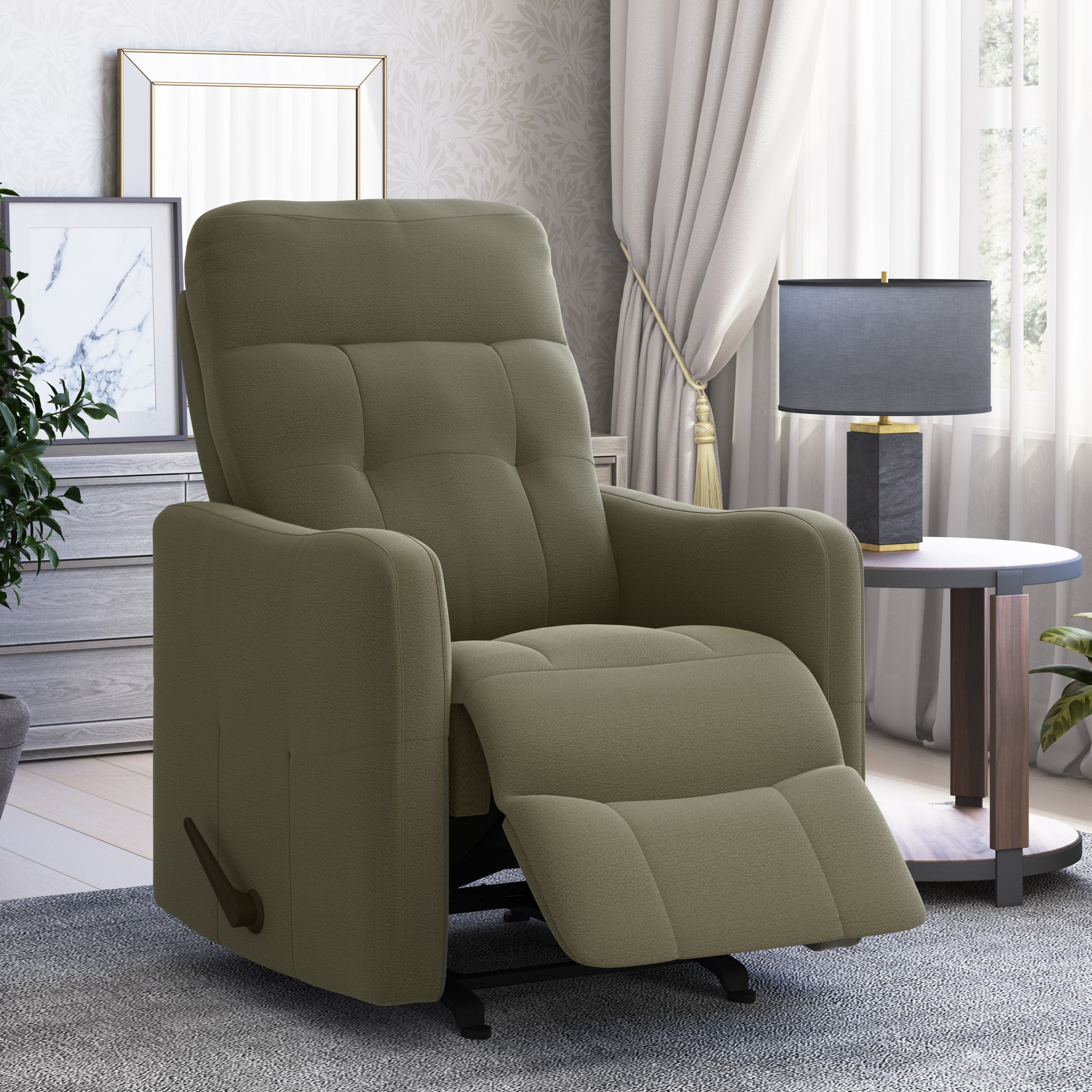 Best Buy ProLounger Klyde Velour Rocker Recliner Chair Sage Green RCL45 VLR68 RK