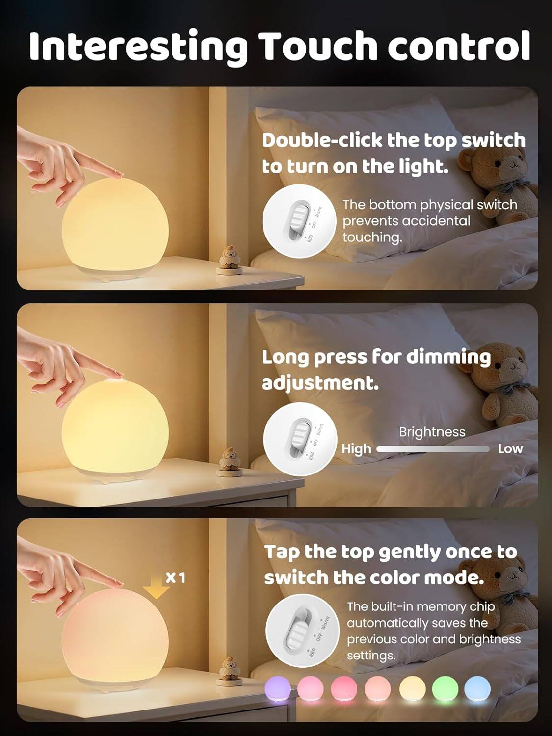 ACJPR Egg Light, 2600mAh Battery, Warm & RGB Colors, Stepless Dimming ...