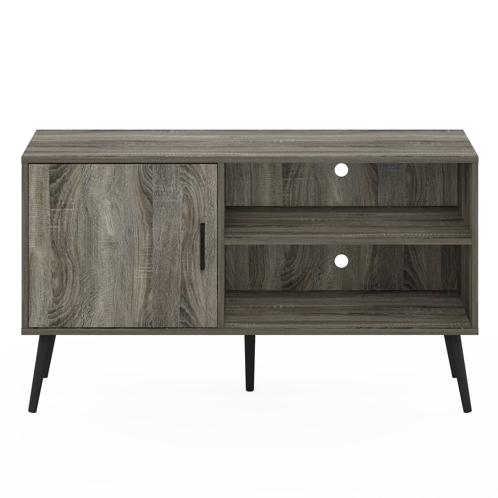 Furinno Claude Mid Century Style TV Stand with Wood Legs, One Cabinet ...