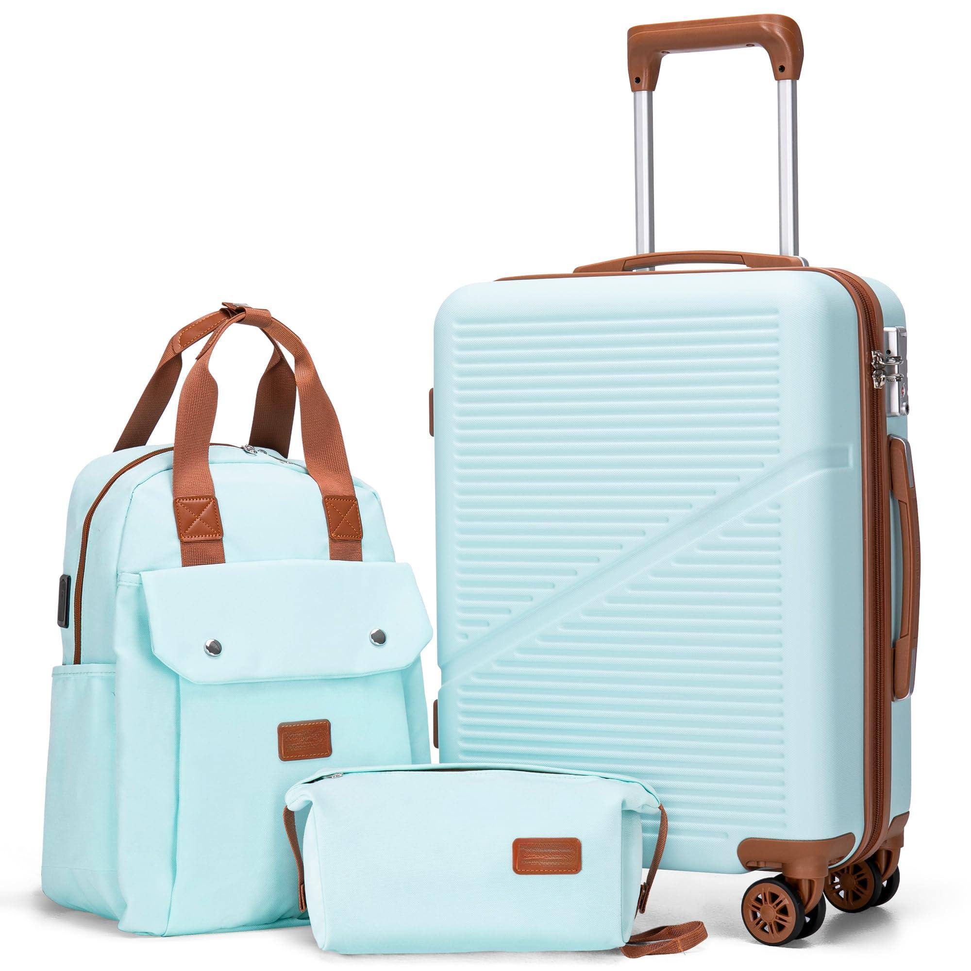 Dapper Styles Carry On Luggage Airline Approved Suitcases 22x14x9 Navy Carry On Luggage With ...