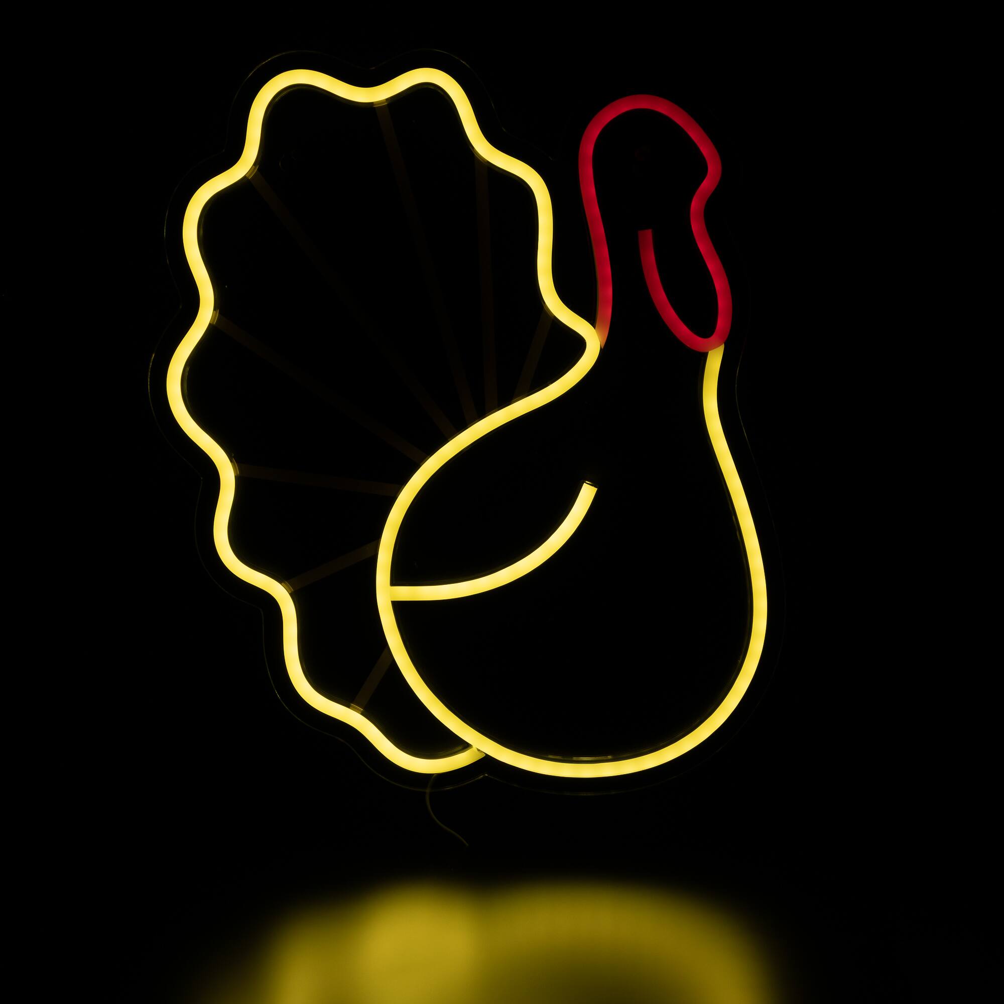 Northlight Pre lit LED Turkey Thanksgiving Neon Wall or Window ...