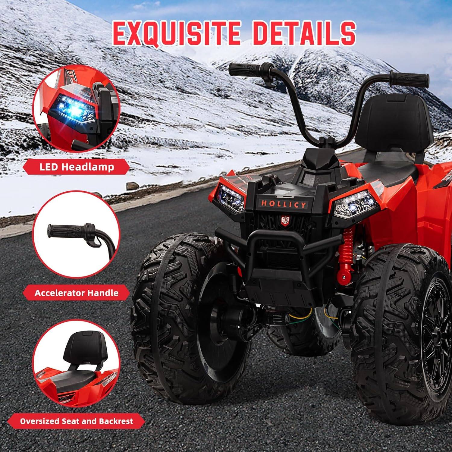 GARVEE 24V 4WD 2 Seater Kids Ride On ATV, Electric Quad w/4×100W Motors ...