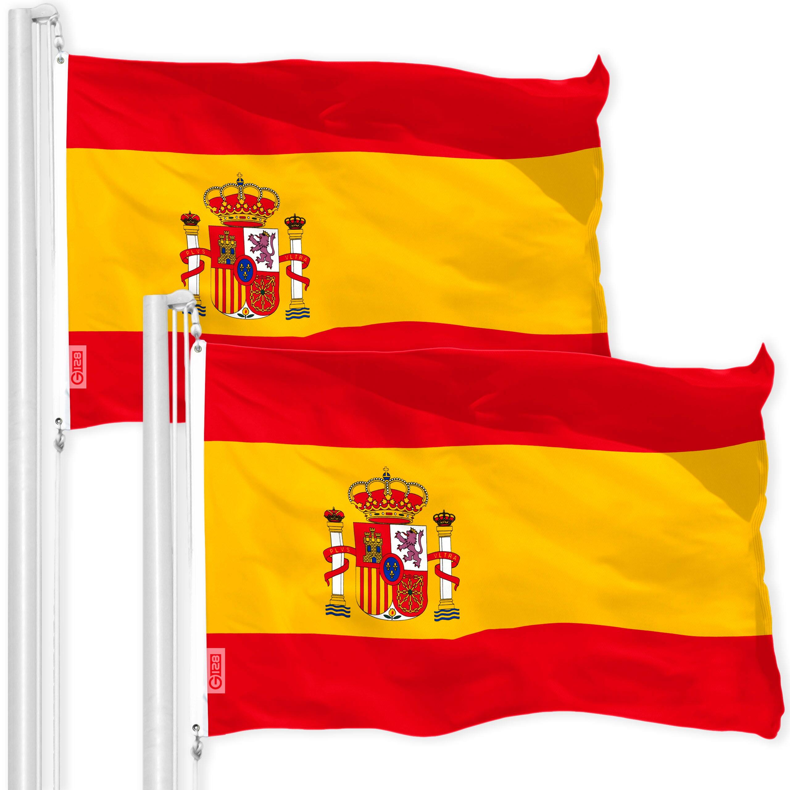 G128 Spain Flag 3x5 Ft 2 Pack 150D Polyester Assorted Colors ...