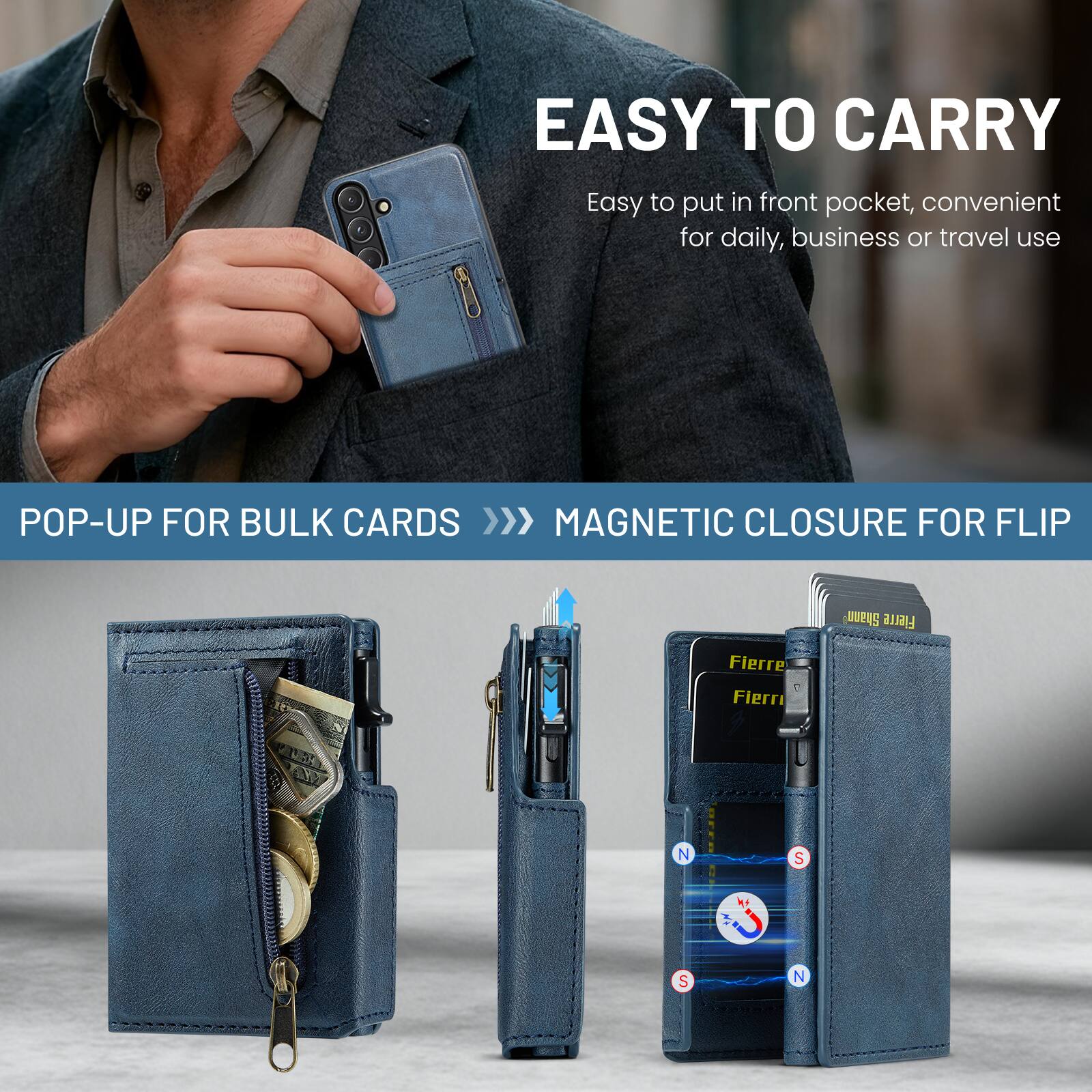 Dteck 2 in 1 Magnetic Wallet Case for Samsung Galaxy S26+,RFID PU ...