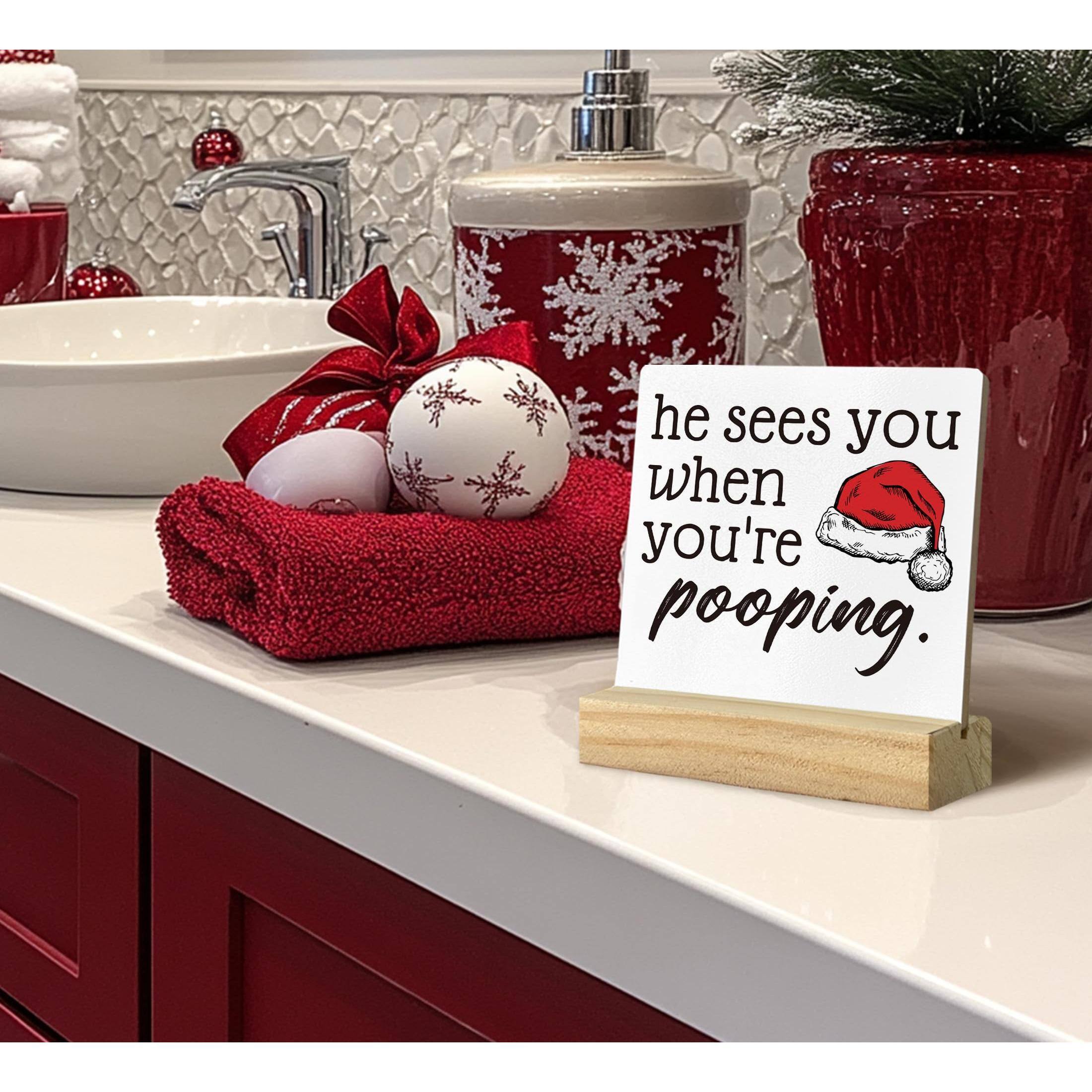 Paradigms Interiors Funny Christmas Bathroom Sign Decorations Bath Room ...