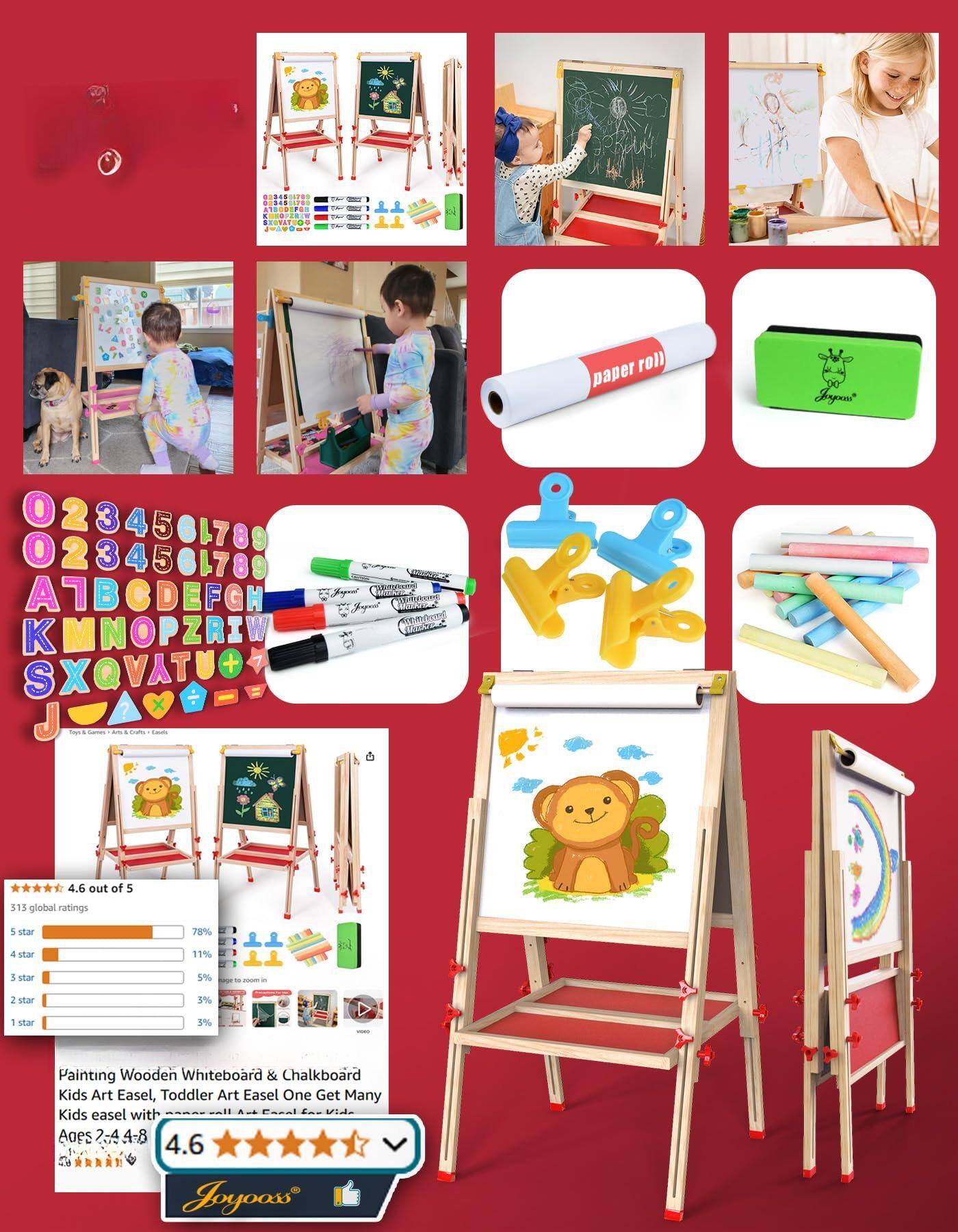 PARKER SLATER Art Easel For Foldable Painting Double Sided Whiteboard ...