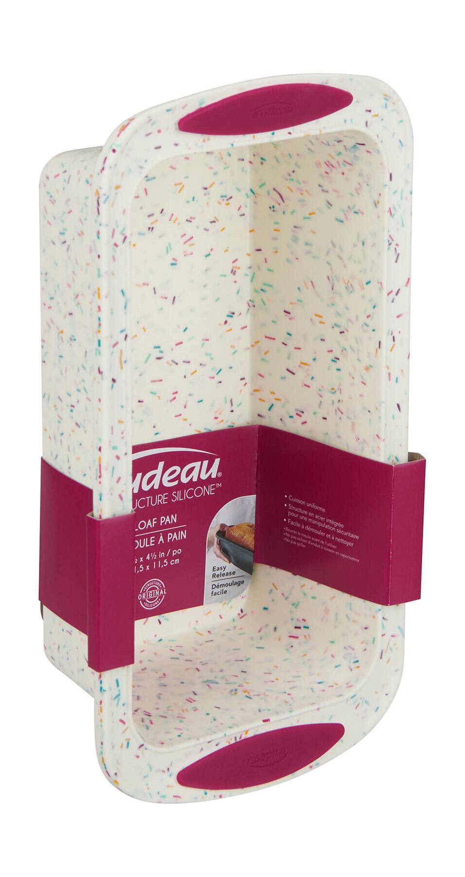 Trudeau Structure Silicone 8.5 x 4.5 Inch Loaf Pan, Confetti/Fuchsia ...