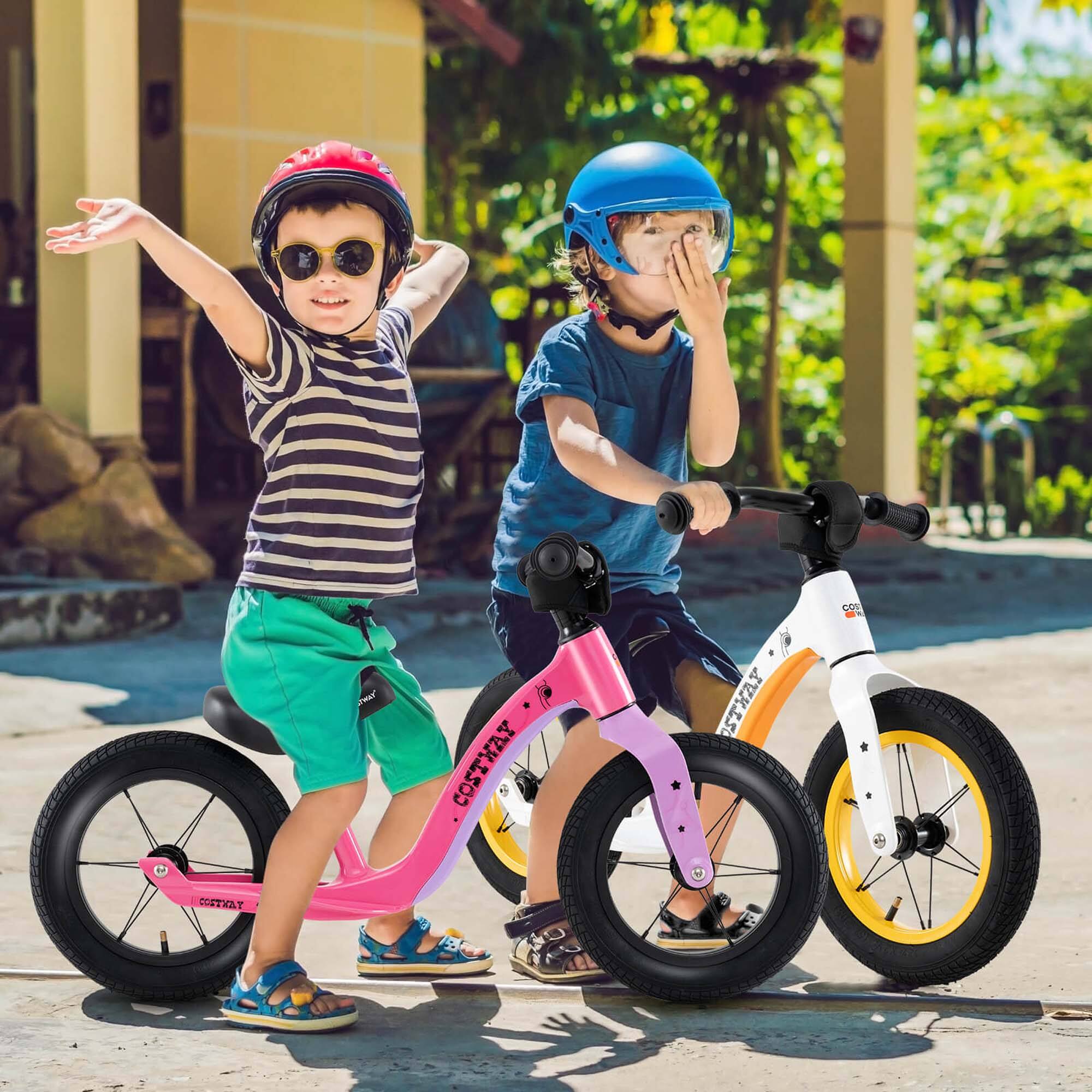 Costway 12 Inch Magnesium Toddler Balance Bike No Pedal Training Toddler Balance Bike White ...