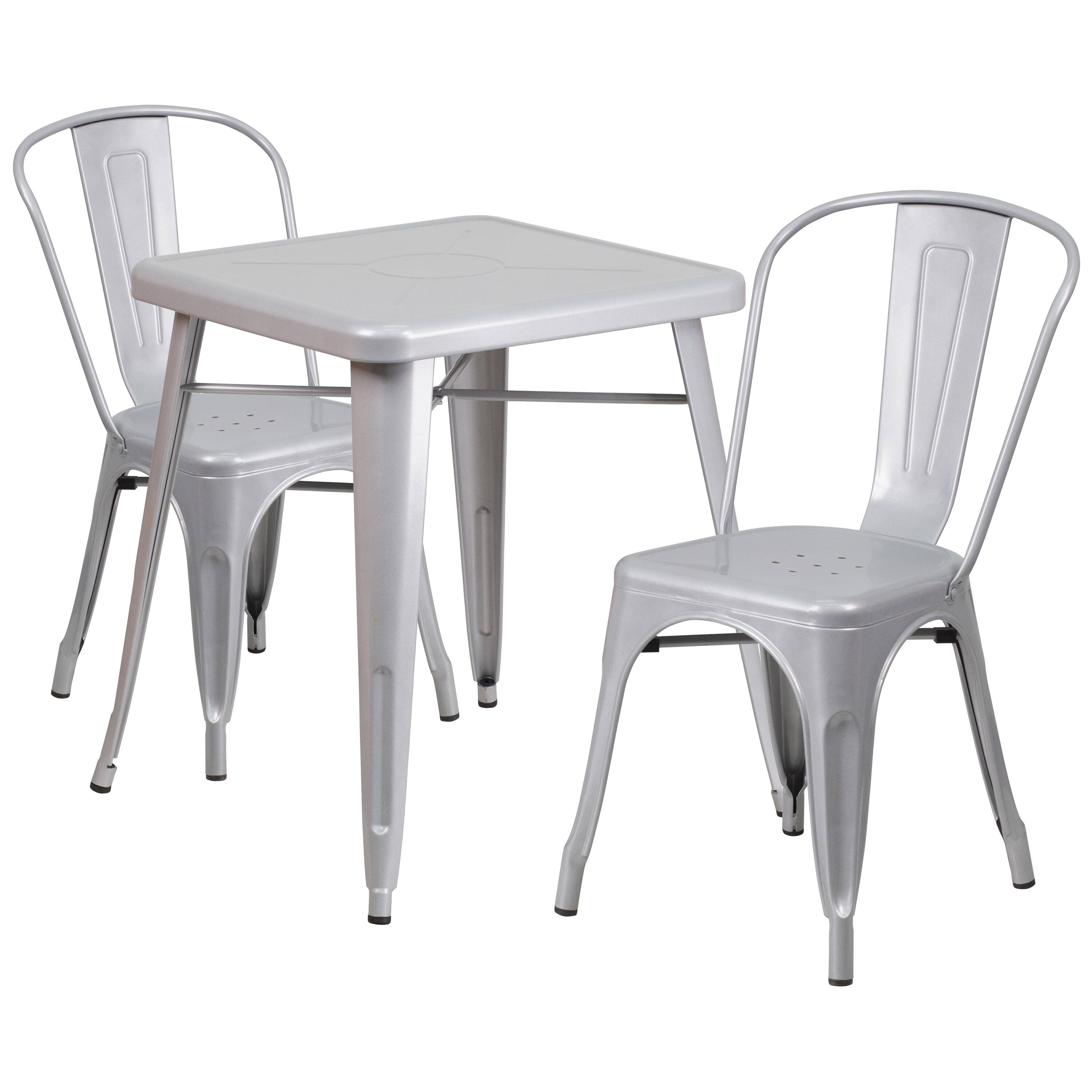 Emma + Oliver Commercial Grade 23.75" Square Metal Indoor Outdoor Table ...