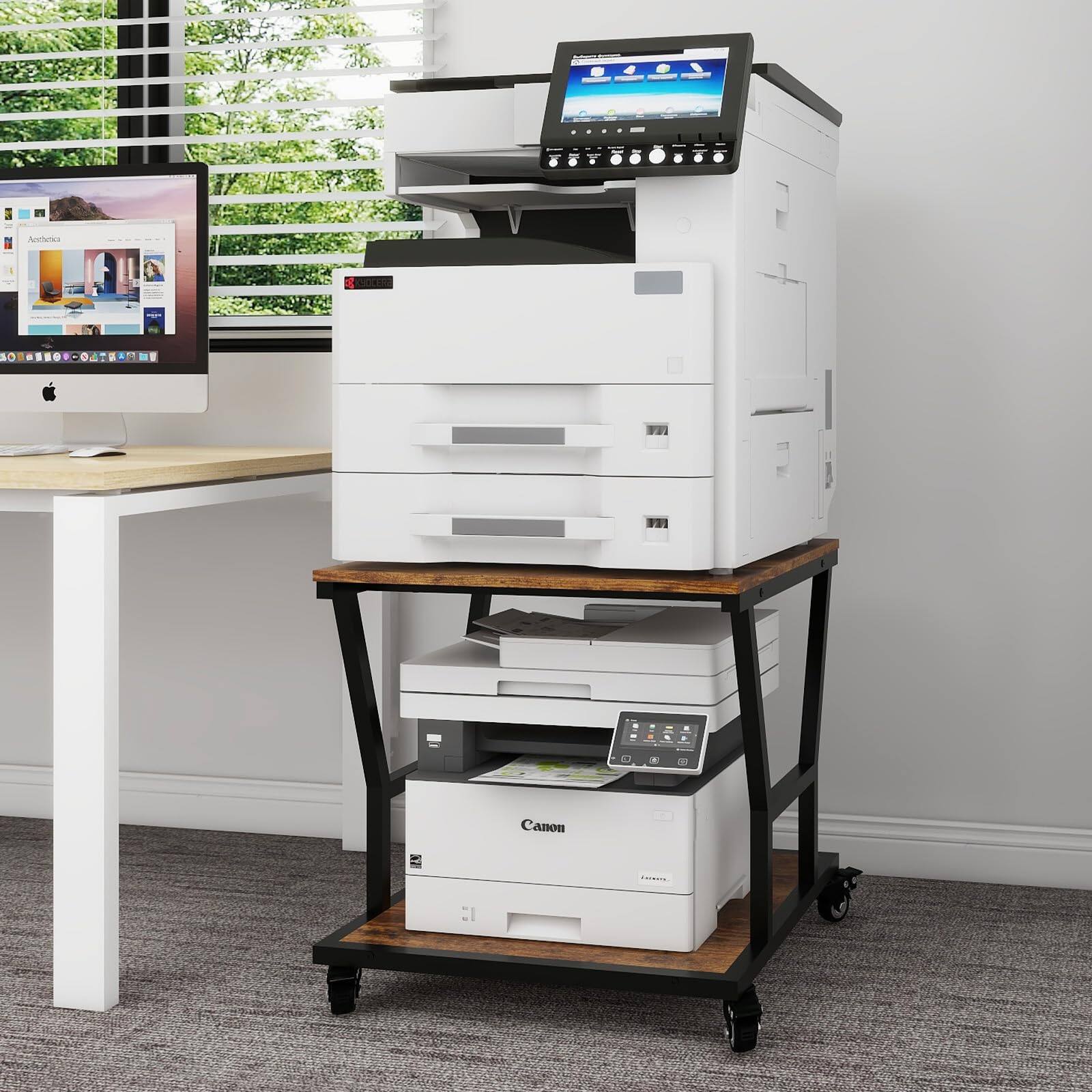 JETRANSPORT 2 tier Large Printer Stand 23.6"x23.6"x29.5" Heavy duty ...