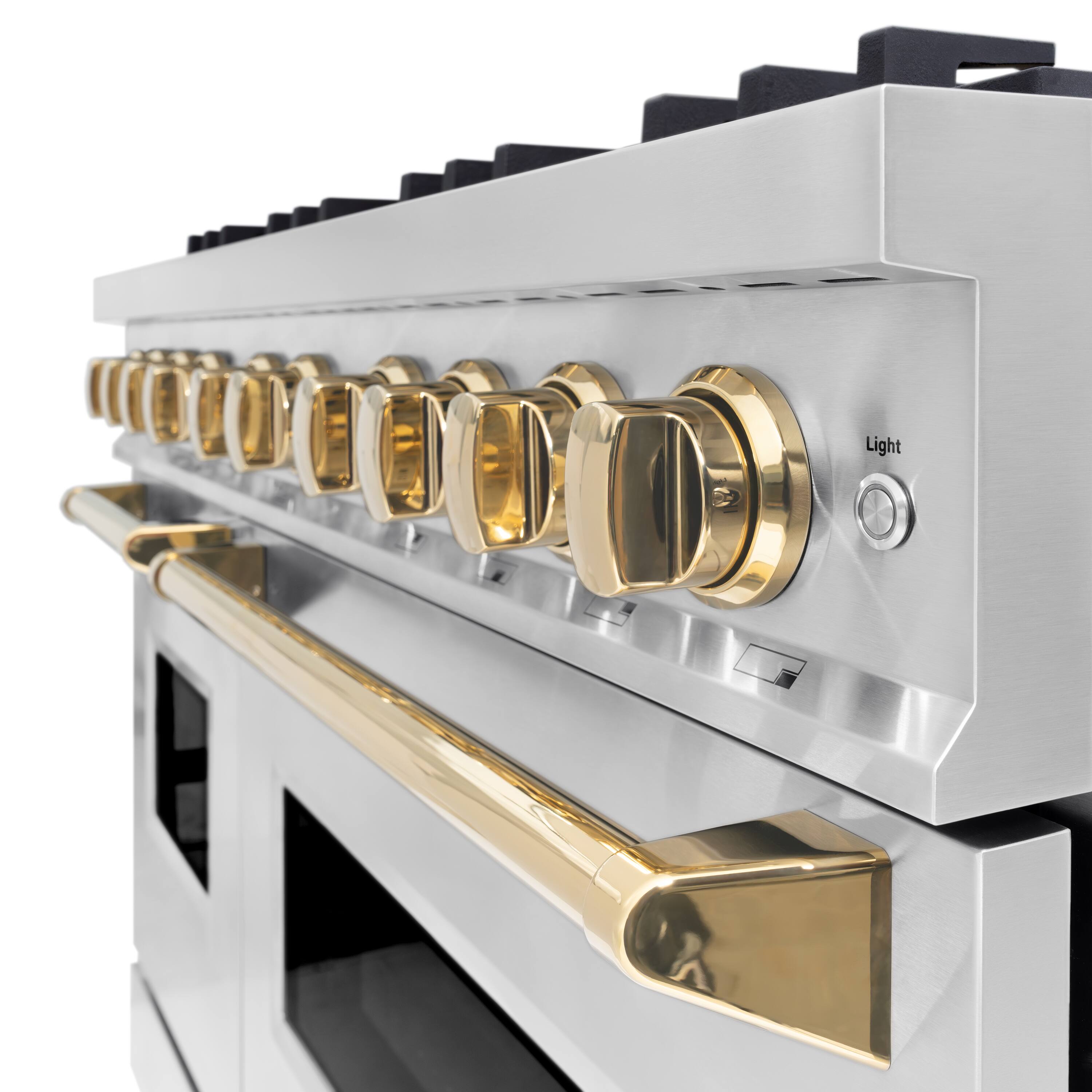 ZLINE Autograph 48" Classic Double Oven Dual Fuel Range w/ Polished ...