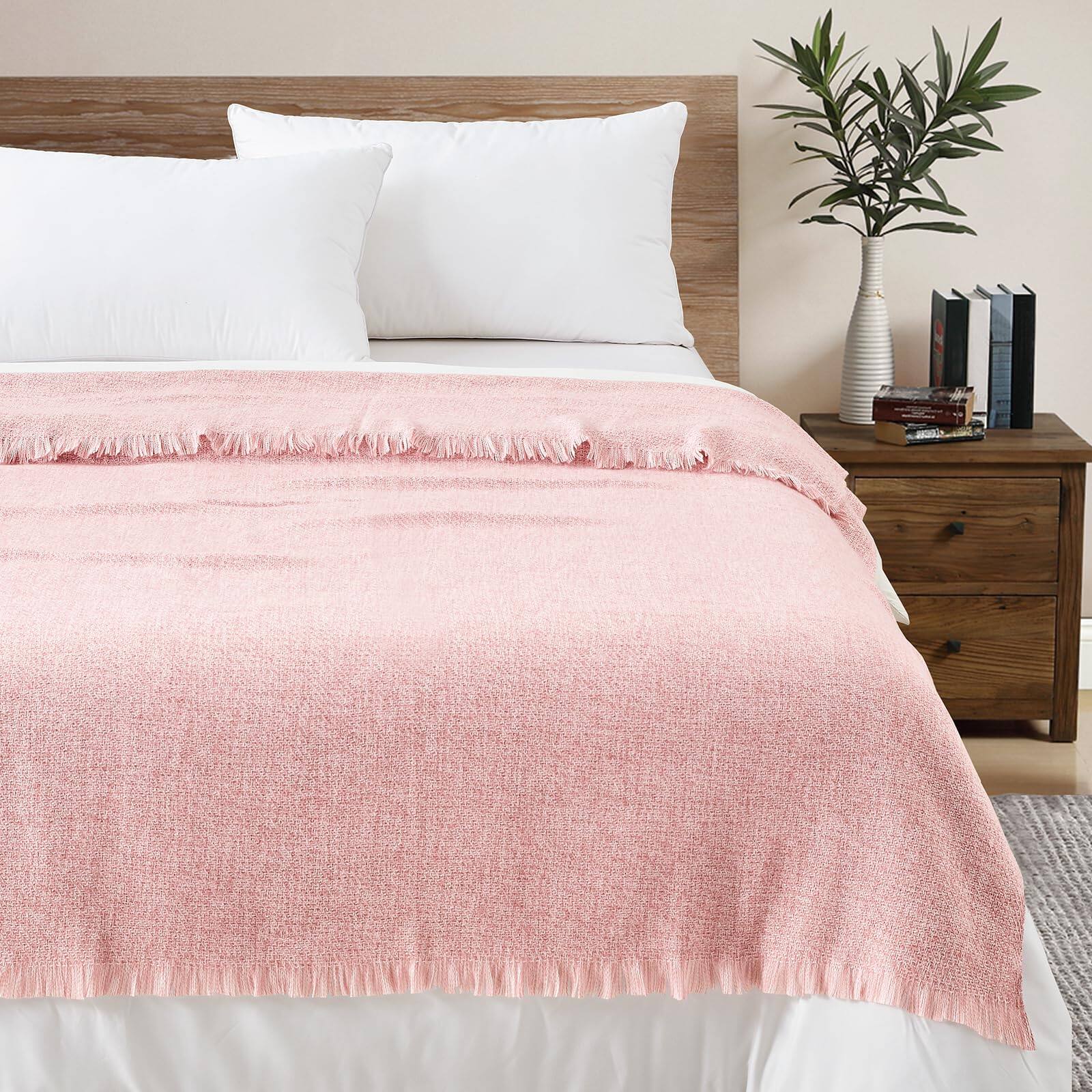 Dapper Styles Faux Cashmere Fringe Throw Blanket Decorative Lightweight ...