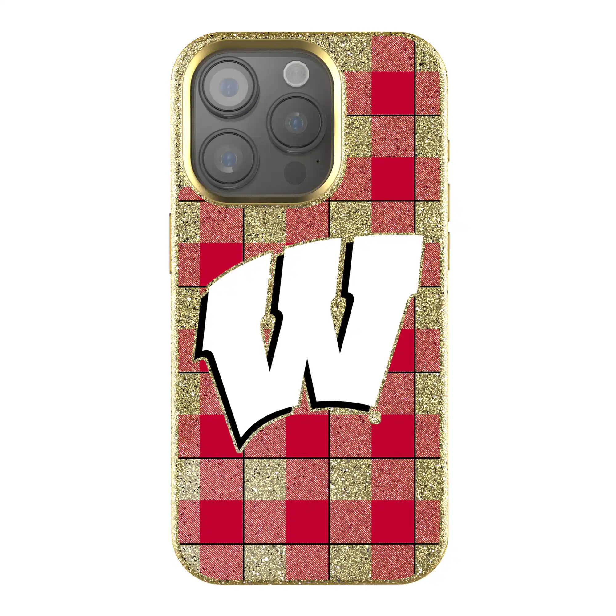 Keyscaper NCAA Wisconsin Badgers Plaid Bling iPhone Case 16 Gold ...
