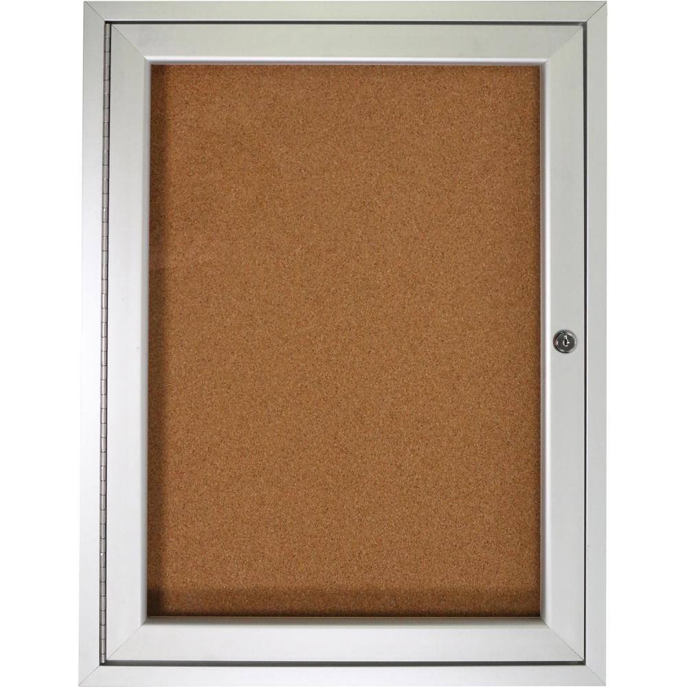 Ghent 1 Door Enclosed Indoor Bulletin Board 36" Height x 24" Width Cork ...