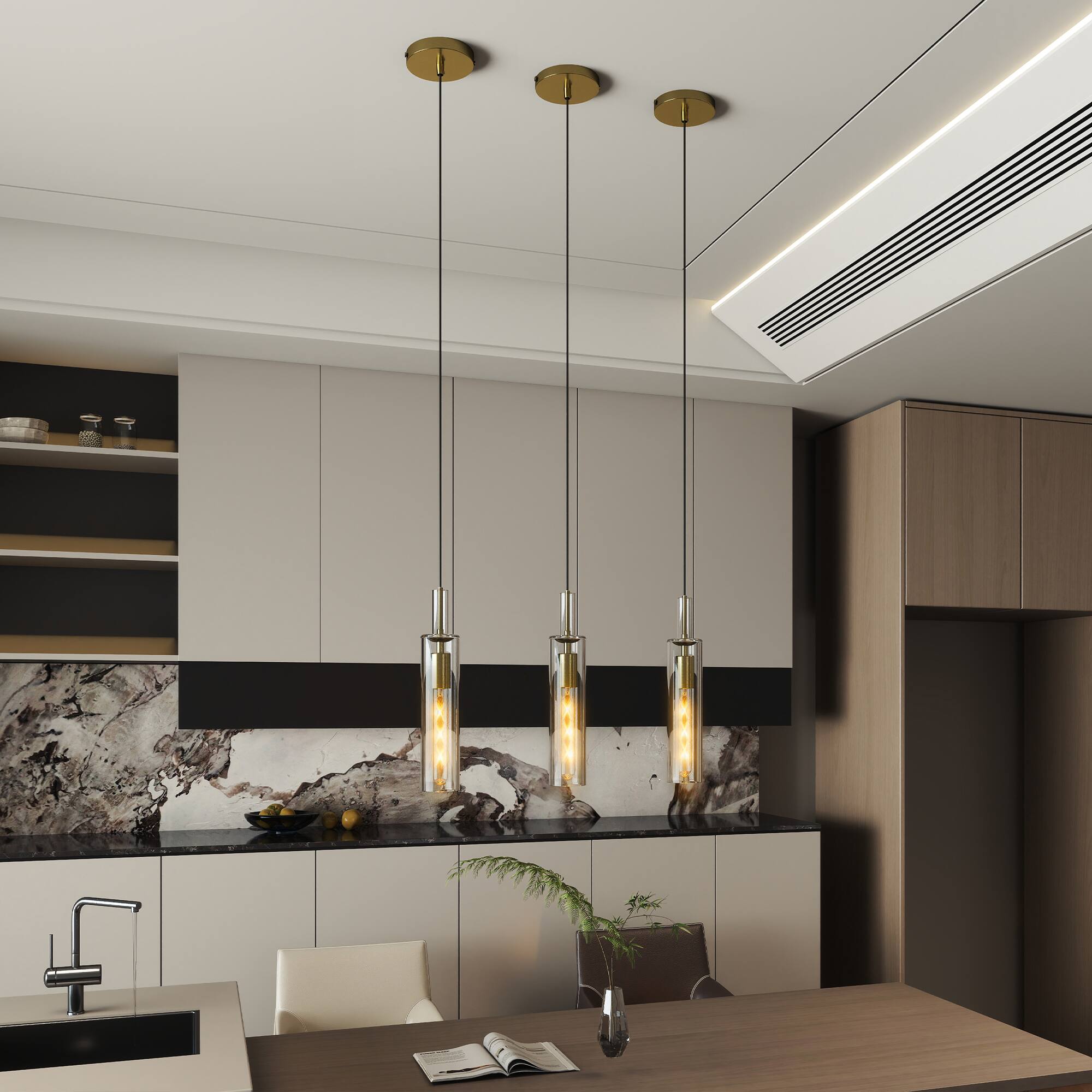 APRILSOUL Gold Pendant Light Fixtures 3 Pack Modern Pendant Lighting ...