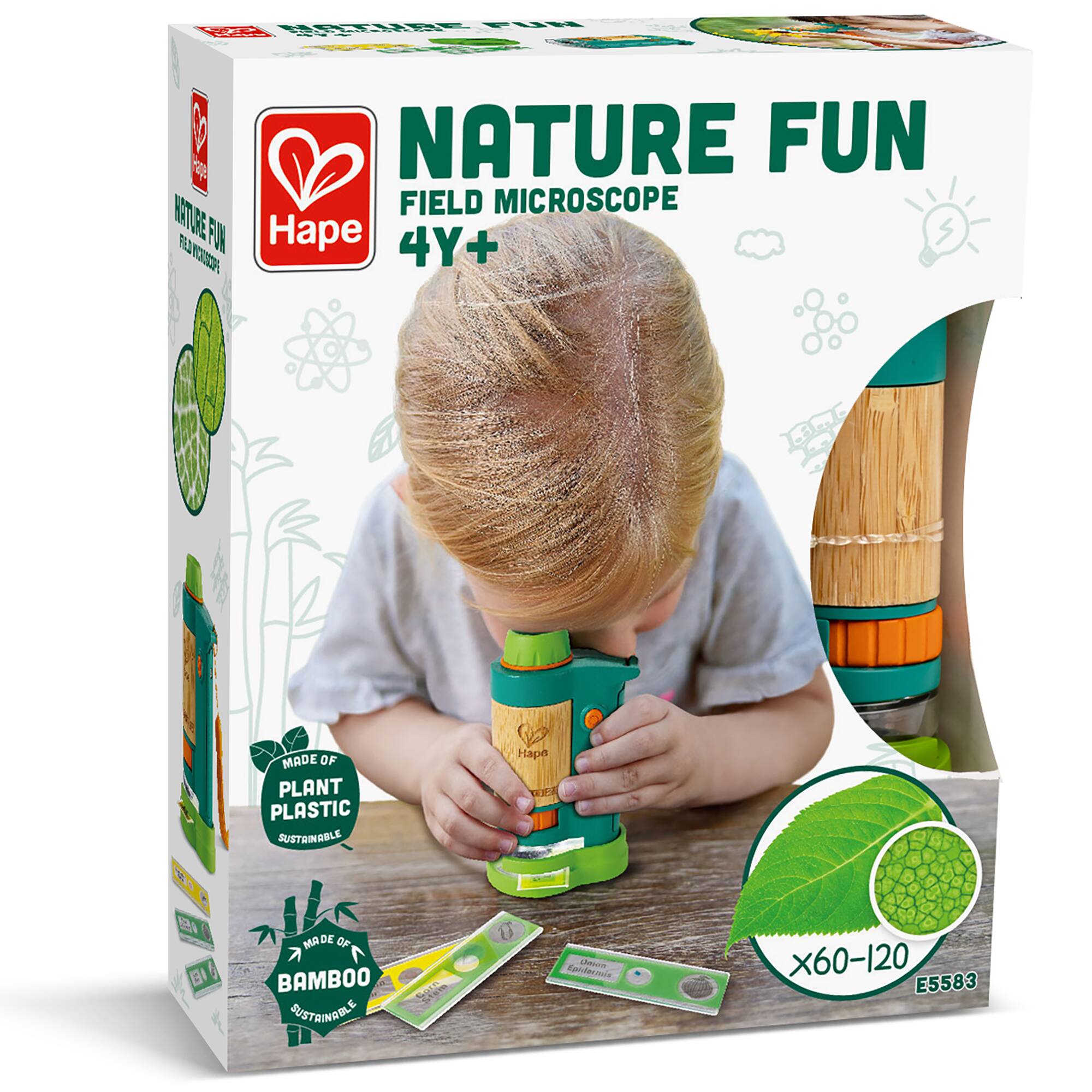 Best Buy: Hape Hape: Nature Fun Field Microscope, Nature Exploration, Bamboo, Kids Ages 4 ...