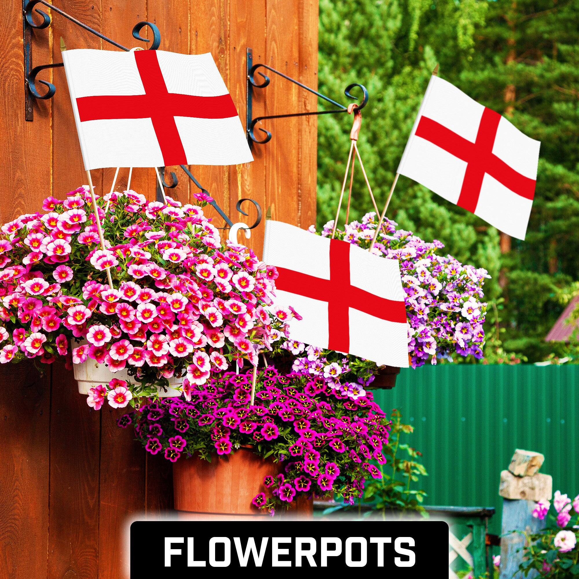 G128 30 Pack Handheld England Stick Flags 12" x 18" Printed 150D ...