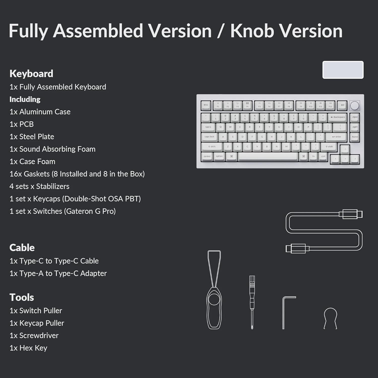 Keychron Q1 75% Custom Wired RGB Mechanical Keyboard with Programmable QMK/VIA Hot Swappable ...