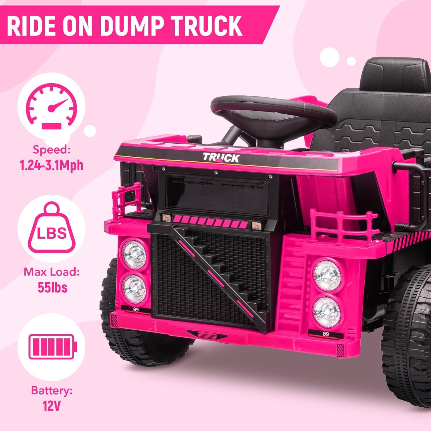 Acekool 12V Ride On Dump Truck for Kids, Remote Control, Electric Dump ...