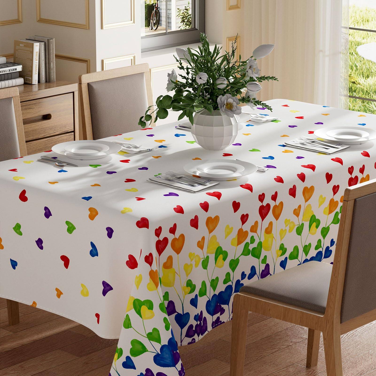 Dapper Styles Rainbow Love Heart Lgbtq Tablecloth Rectangle Pride Day ...