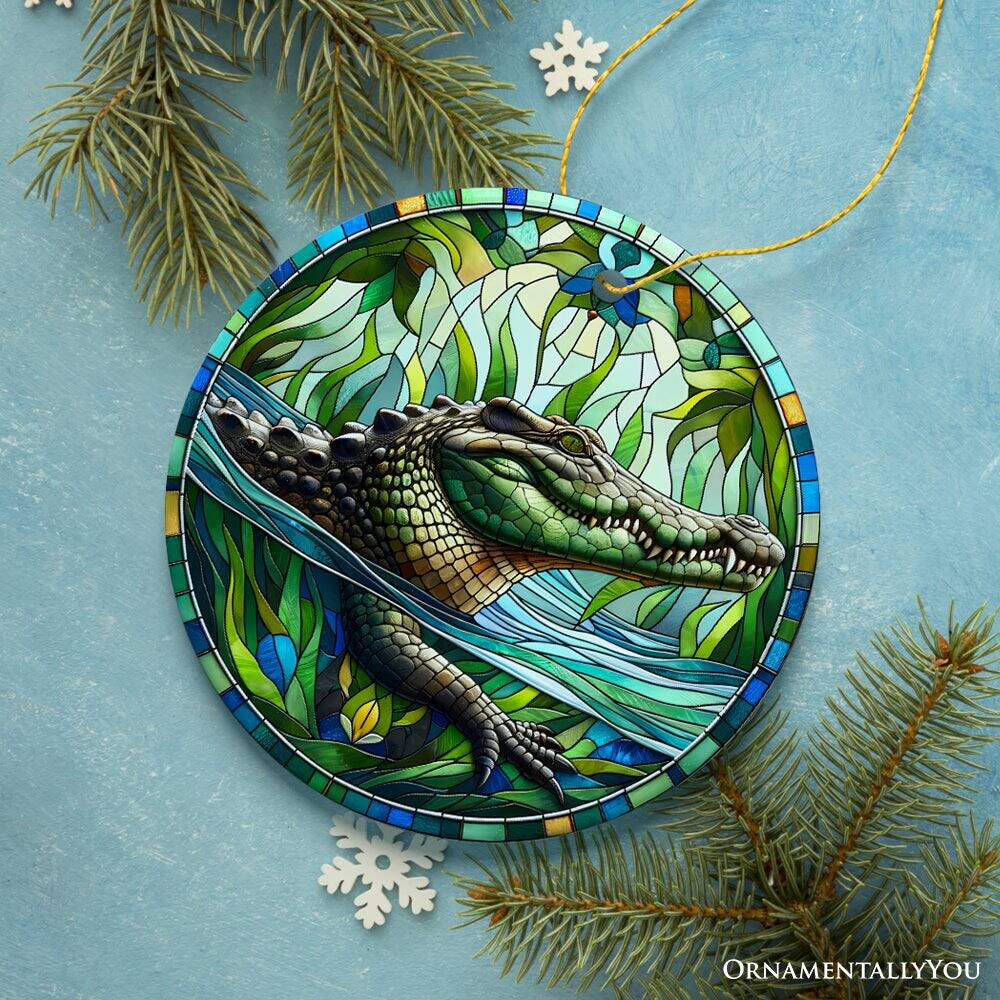 OrnamentallyYou Nile Crocodile Stained Glass Style Ceramic Ornament ...