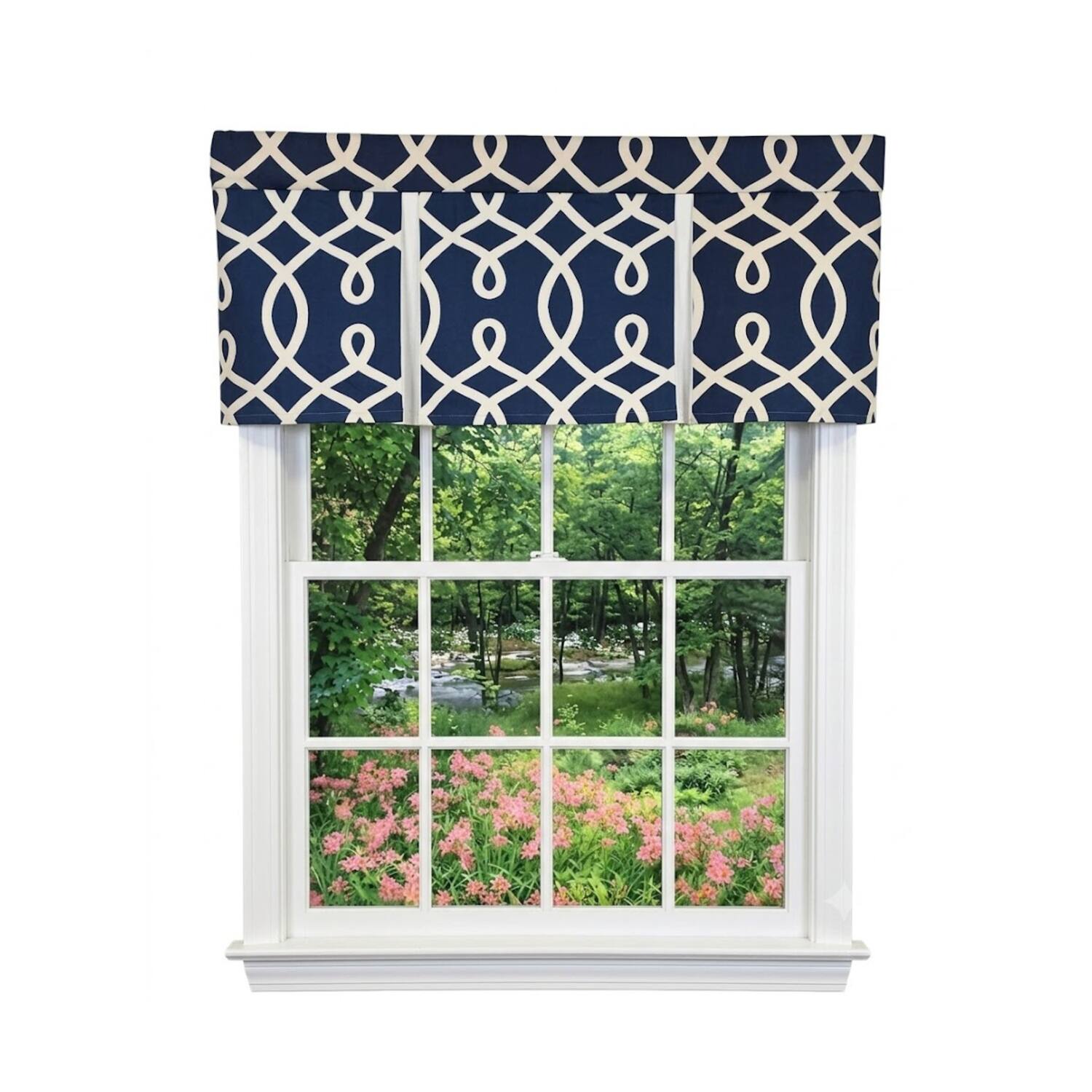 RLF Home Oblique Pleated Window Valance 100% Cotton Rod Pocket 50" x 17 ...
