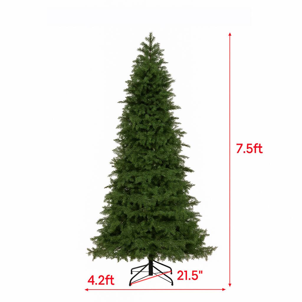 BreeBe Artificial Christmas Tree with Hinged Design and Full Branches ...