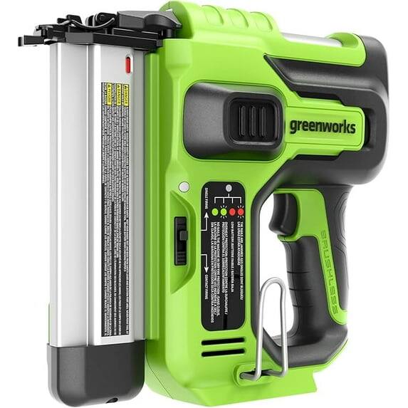 Greenworks 24V 18GA Brushless Brad Nailer, Cordless Staple Gun, Tool ...