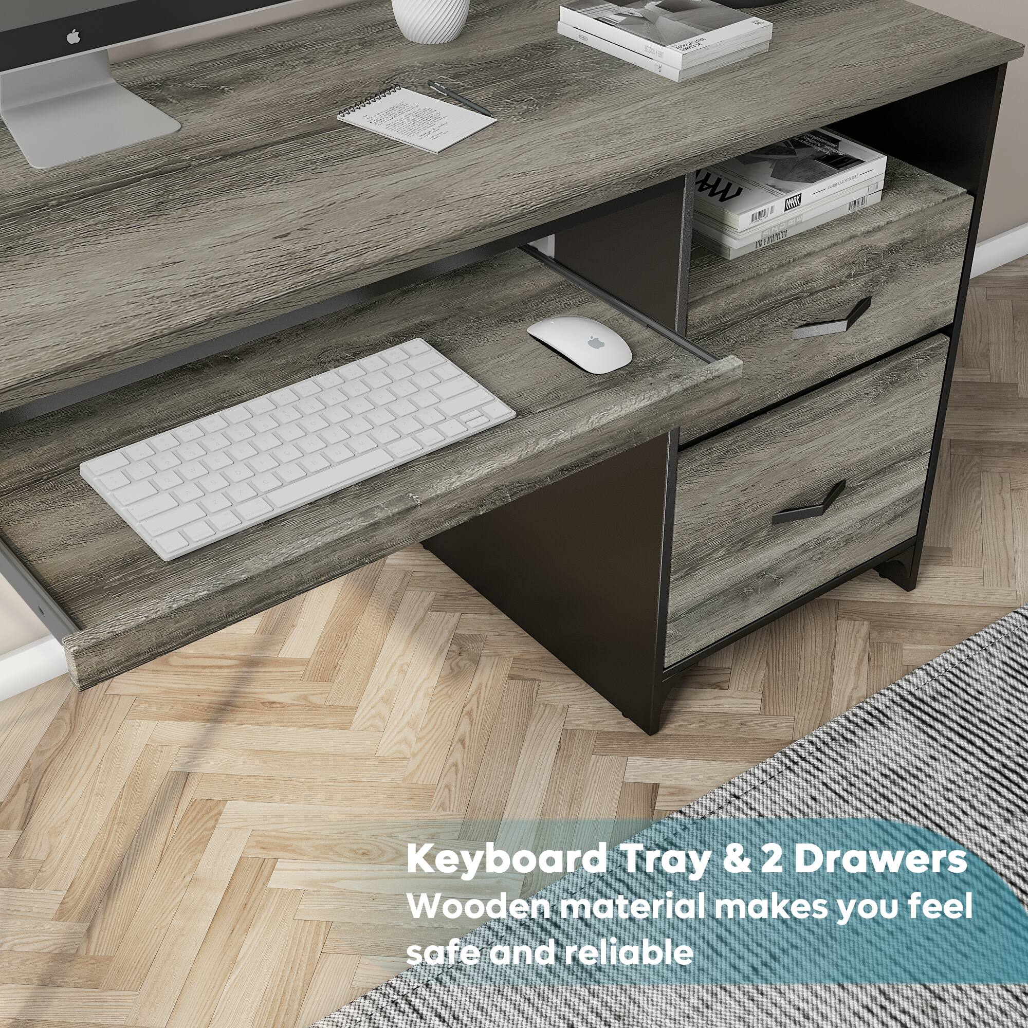 Best Buy: Bestier Computer Desk with Keyboard Tray and Storage Drawers ...