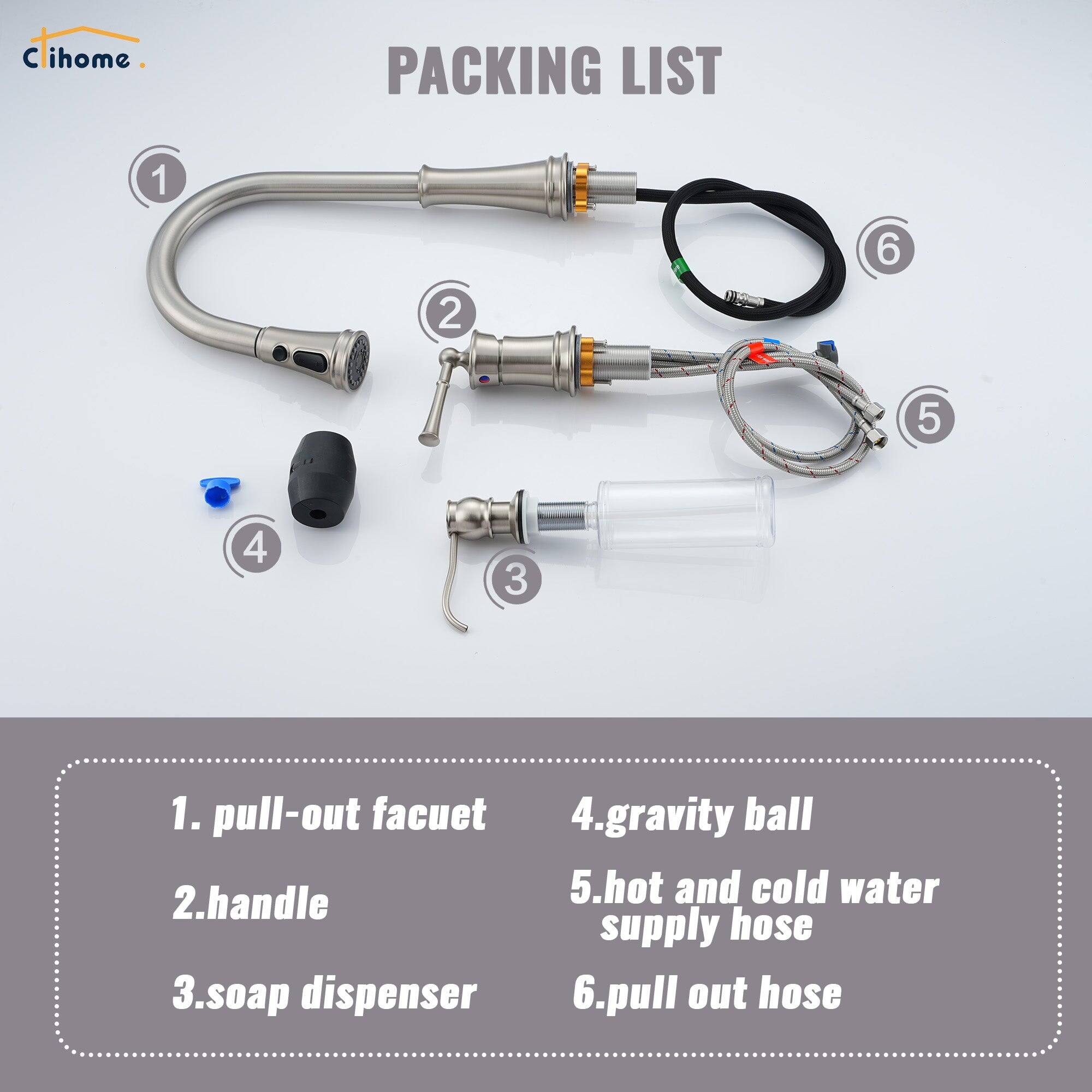 1.8 GPM Single Handle Pull Down Sprayer Kitchen Faucet with Soap ...