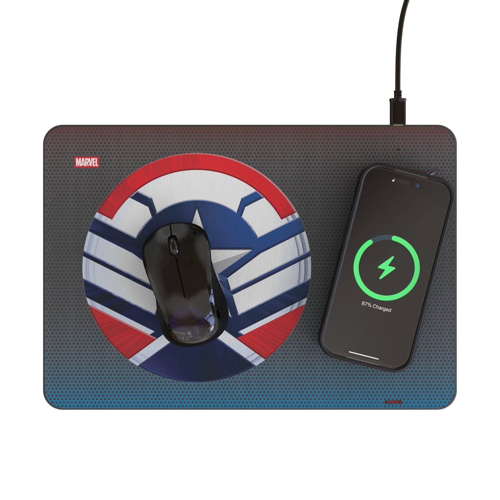 Keyscaper Marvel Grid 15 Watt Wireless Charger and Mouse Pad Sam Wilson ...