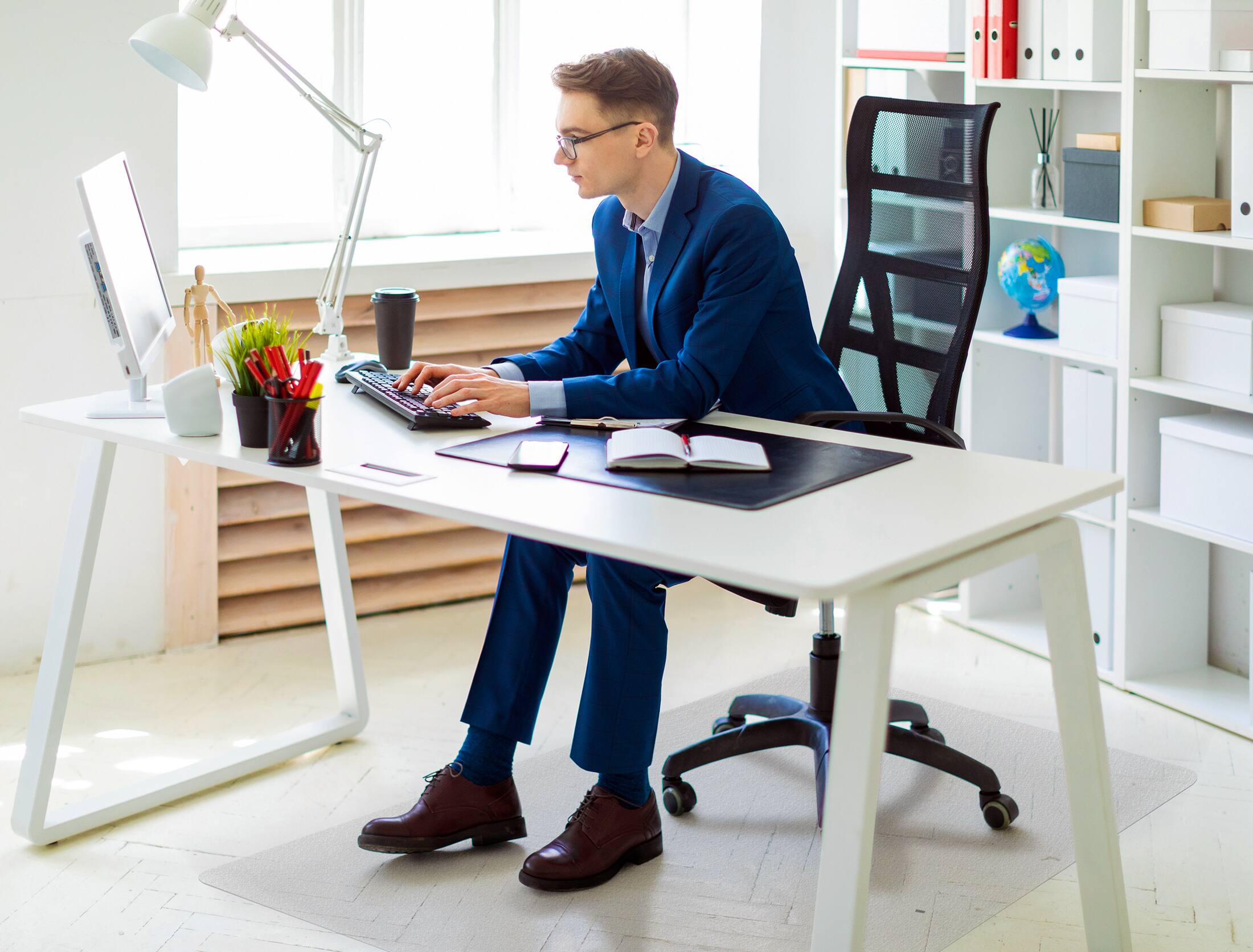 Floortex Basic Rectangular Vinyl Chair Mat for Hard Floor 48 x 51 ...