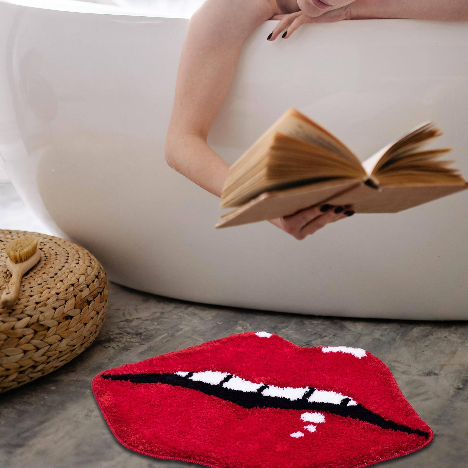 Paradigms Interiors Lips Shaped Bathroom Rug Cute Bath Mat Non Slip ...