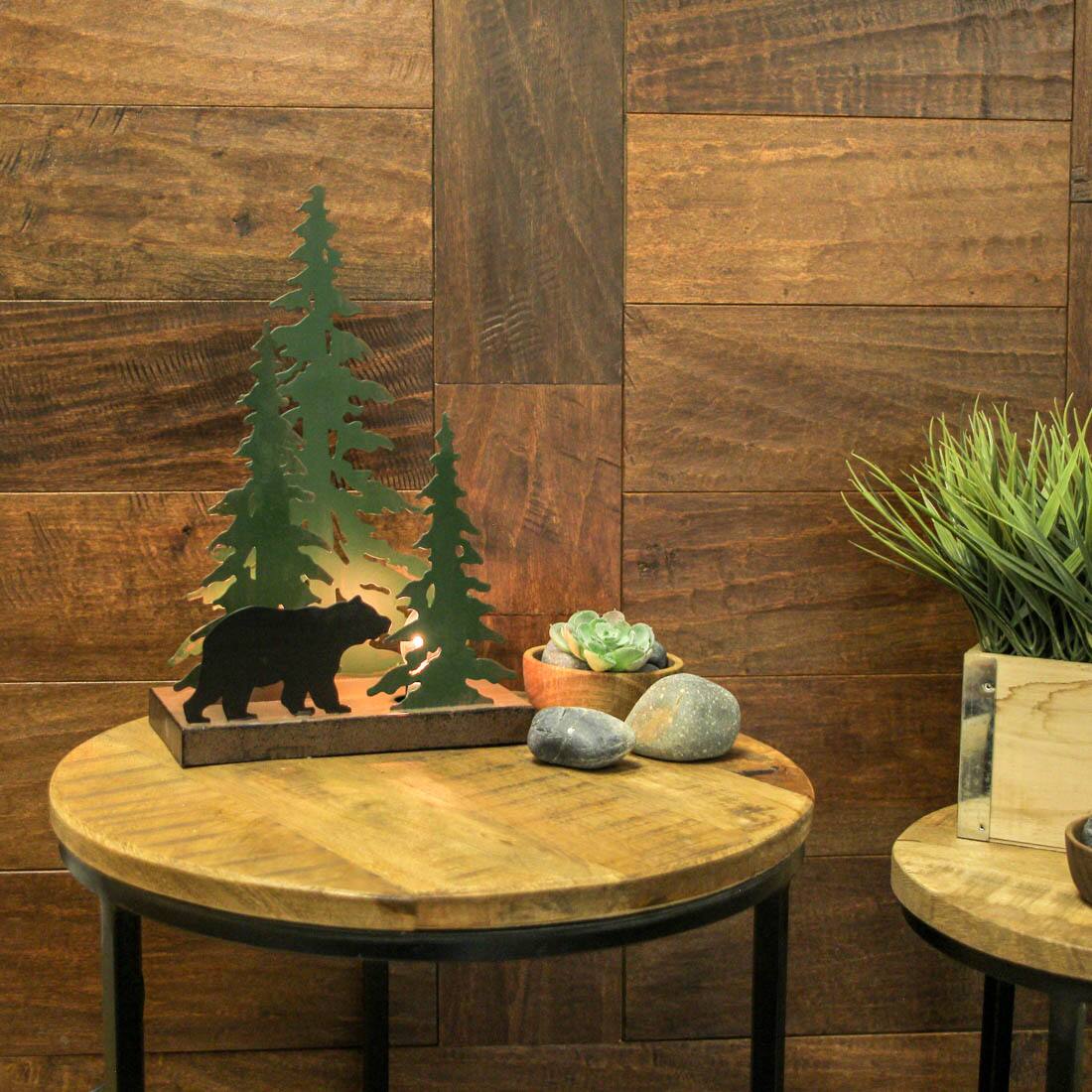 Zeckos Rustic Metal Black Bear Forest Accent Lamp Decorative Woodland ...