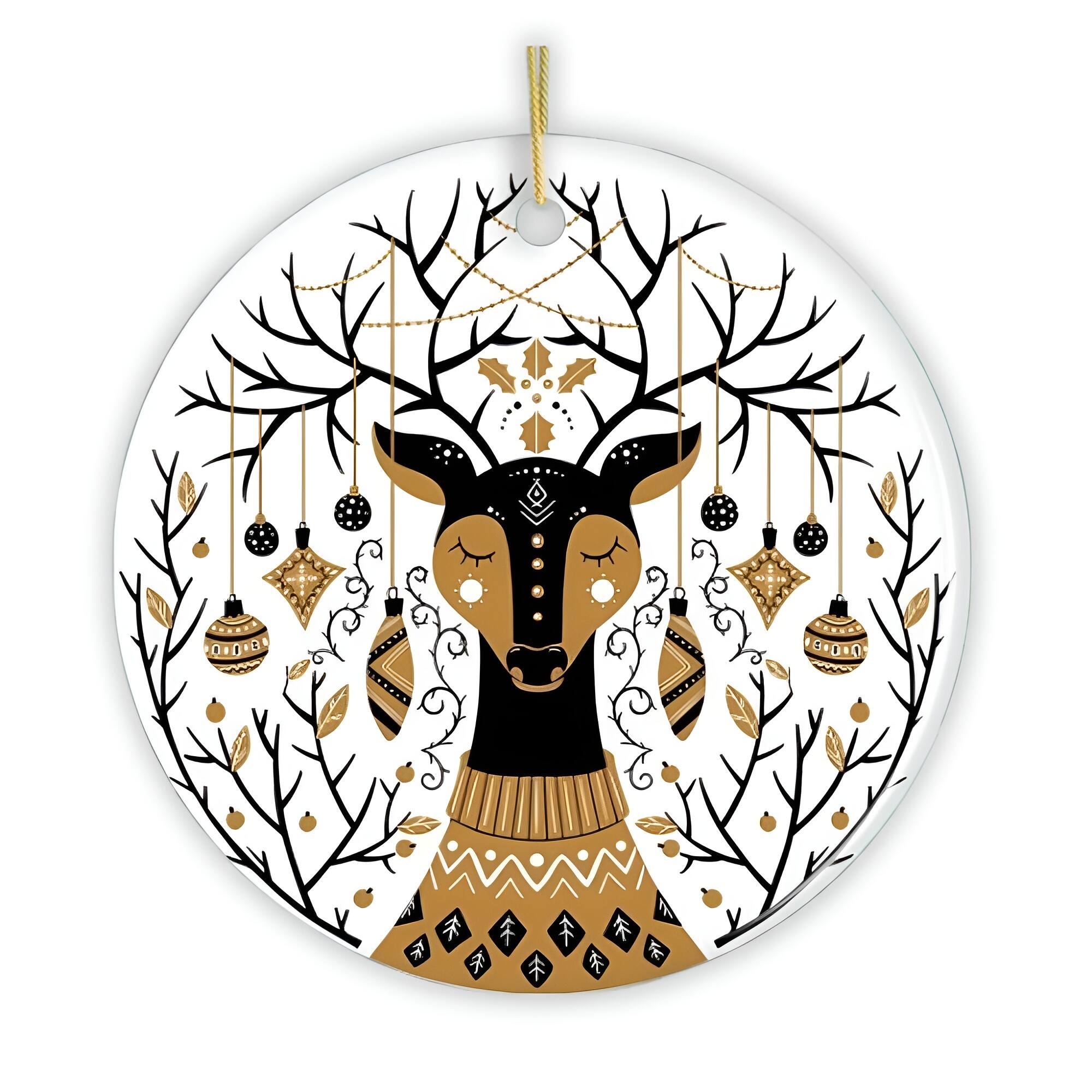 OrnamentallyYou Vintage Nordic Winter Deer Ornament Multi colored 905 ...