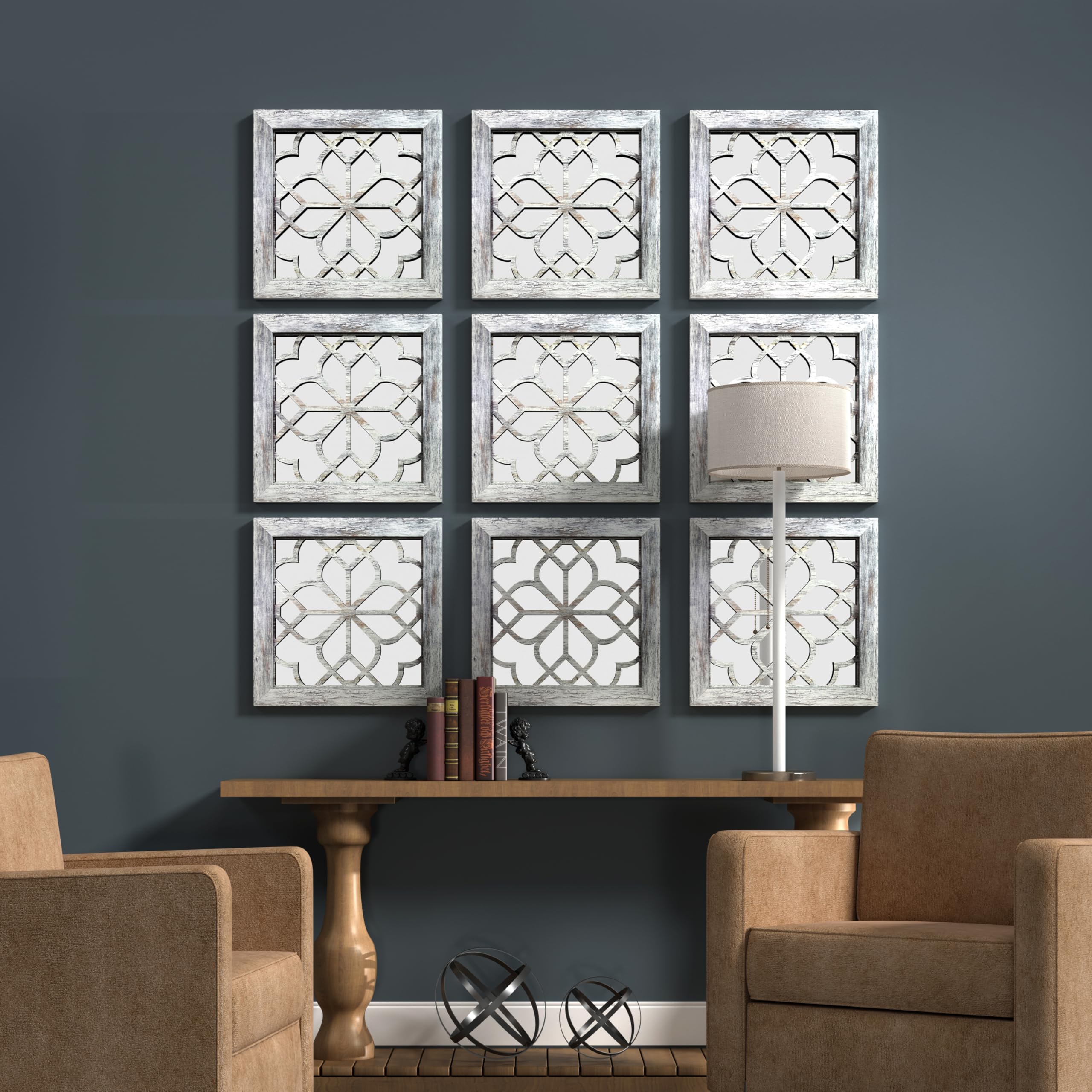 Live At Space Boho Square Wall Mirrors Set Of 2 12"x12" Decorative For ...