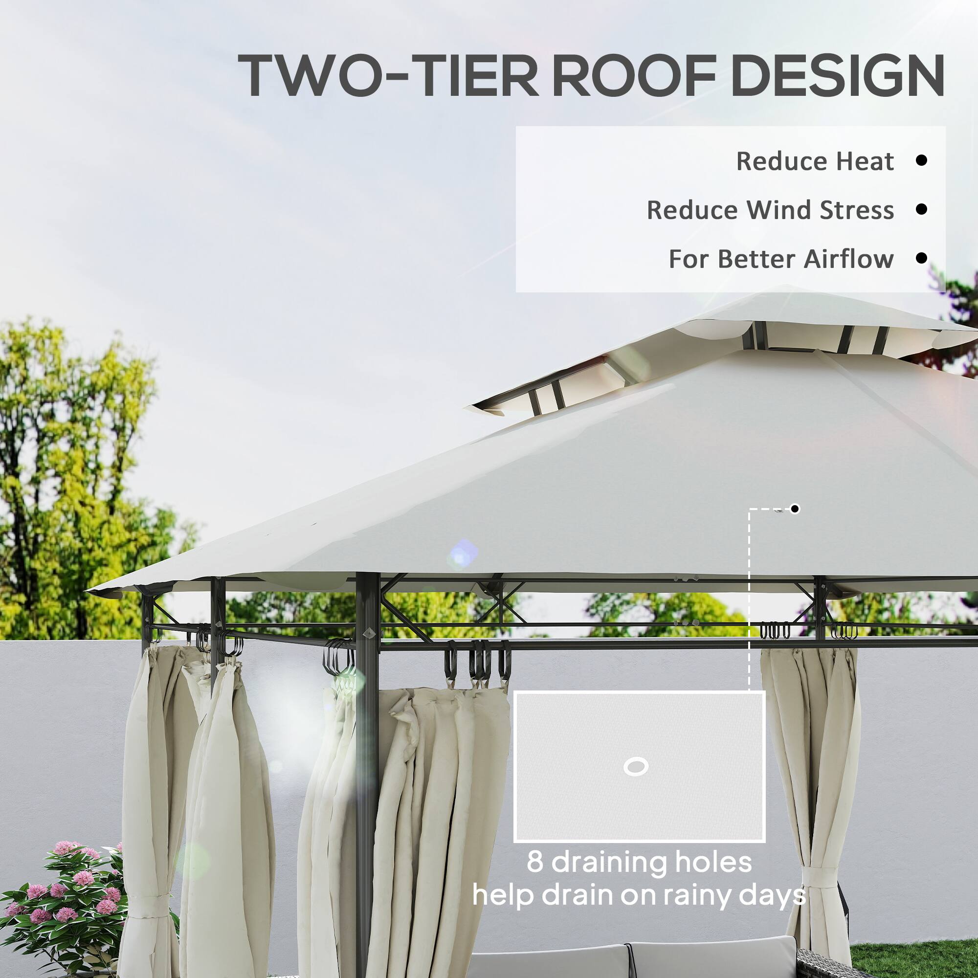Outsunny 10' x 13' Patio Gazebo, Double Roof Outdoor Gazebo Canopy ...