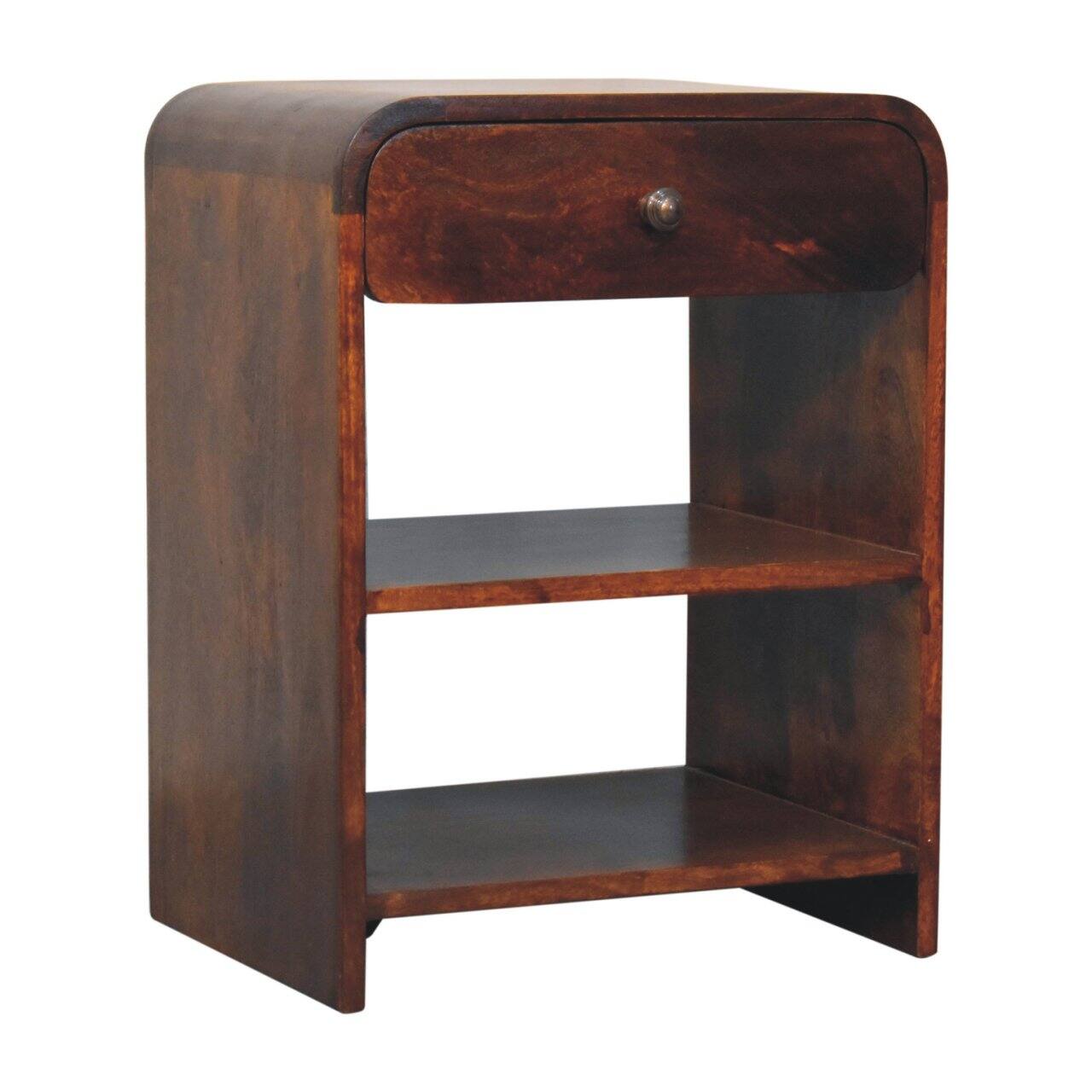 Tiramisubest Solid Wood Aspen Bedside Table with Chestnut Finish Brown ...