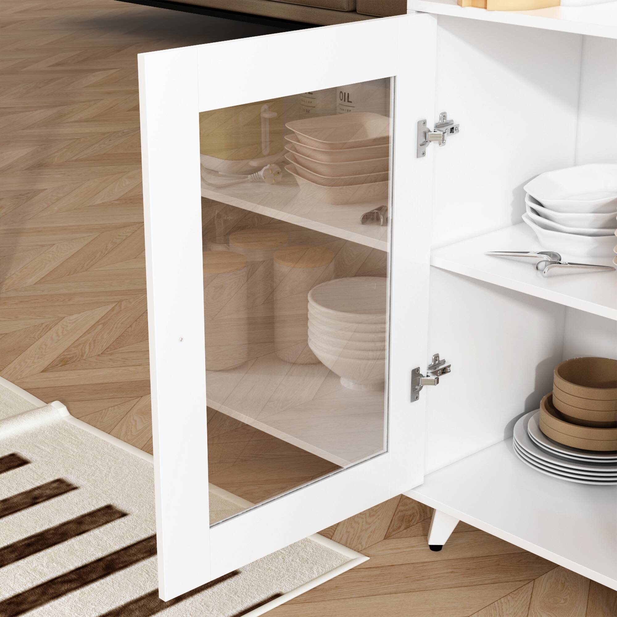 FUFU&GAGA Multi Functional Kitchen Hutch: All in One Storage Pantry ...