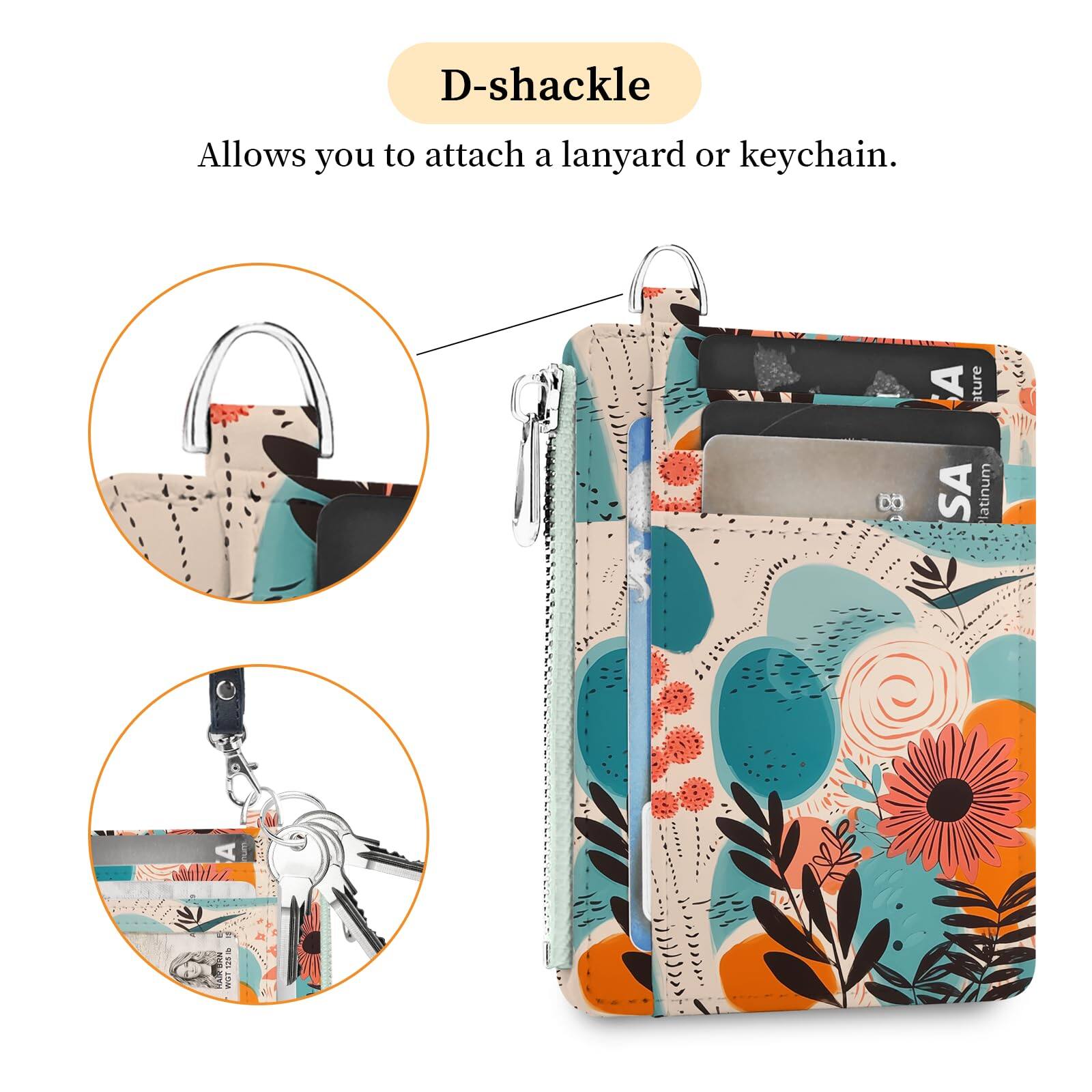 Jadie Link Slim Wallet Women Credit Card Holder Abstract Flower Floral ...