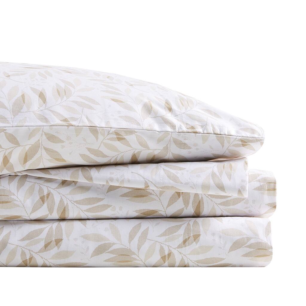 Gracie Mills Esme Breathable Printed Cotton Percale Sheet Set Tan ...