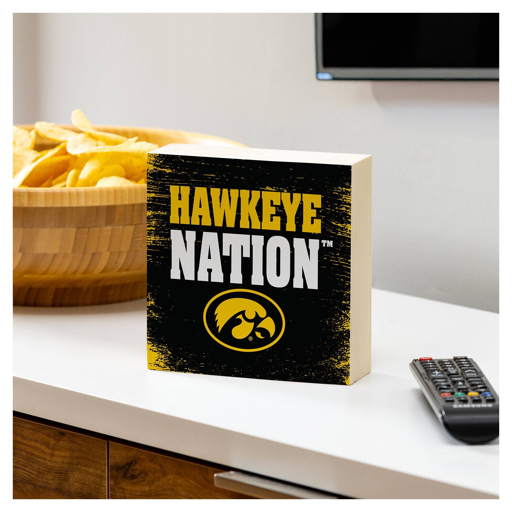 Evergreen Enterprises Iowa Hawkeyes 6" Square Fan Chant Wood Block ...