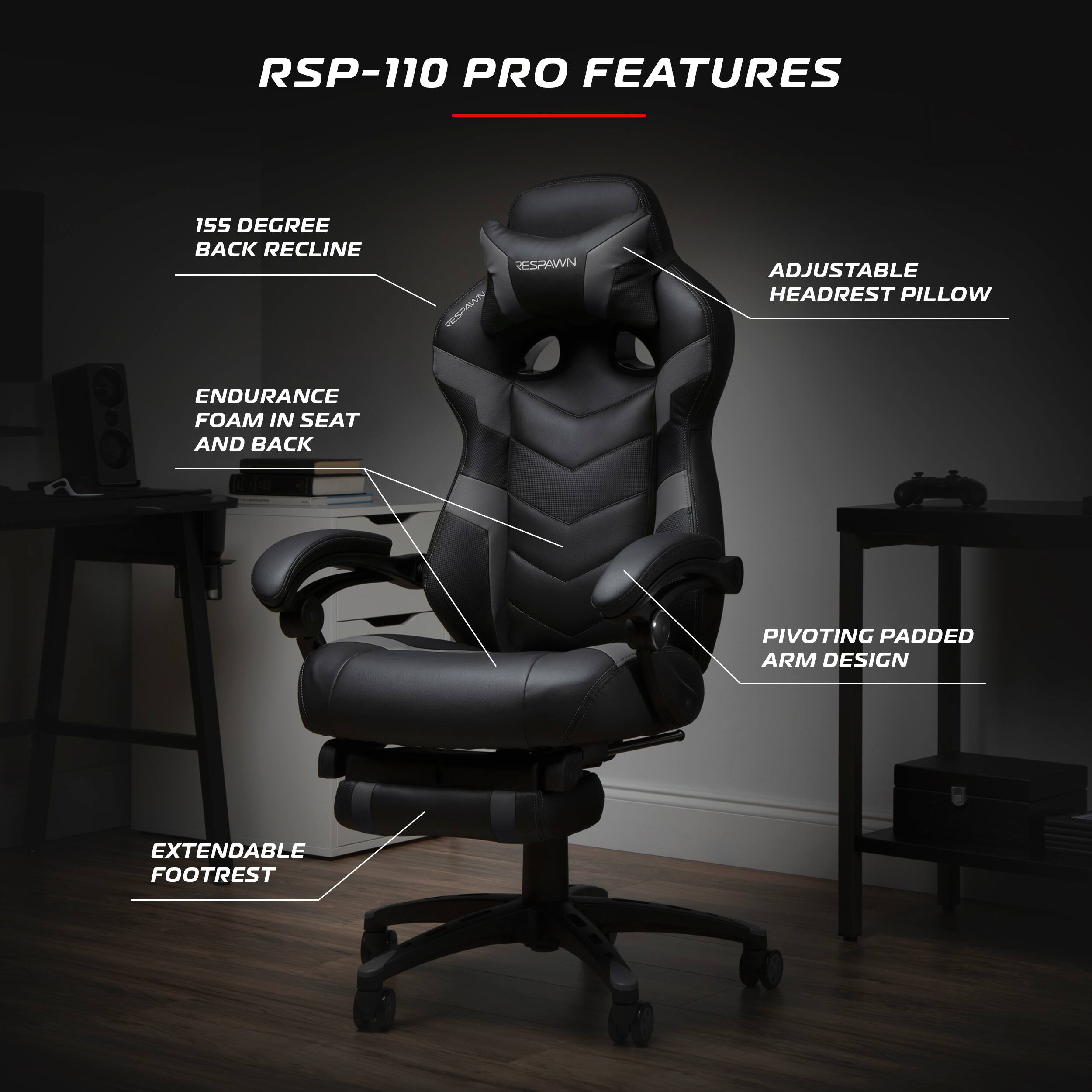Respawn Products RESPAWN 110 Pro Gaming Chair Gaming Chair with ...