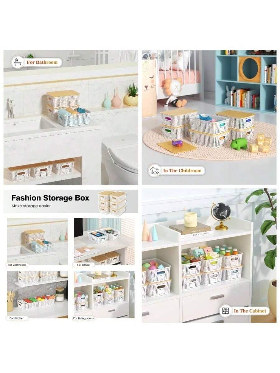 Live At Space Plastic Storage Baskets With Lid Plastic Storage ...