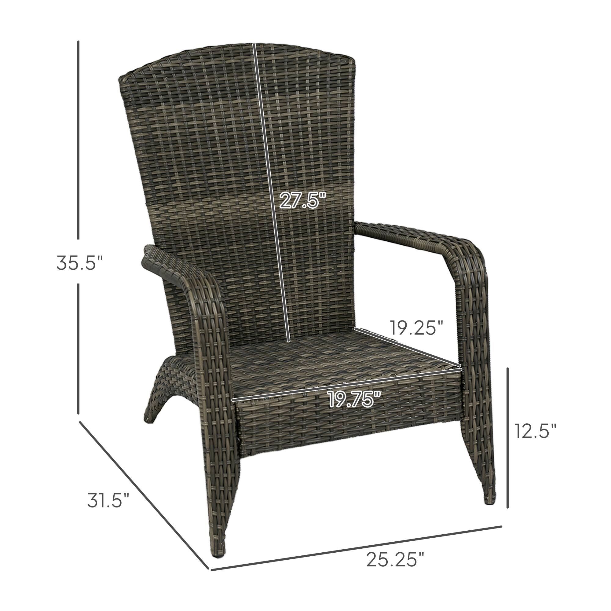 Outsunny Patio Wicker Adirondack Chair, Outdoor All Weather Rattan Fire ...
